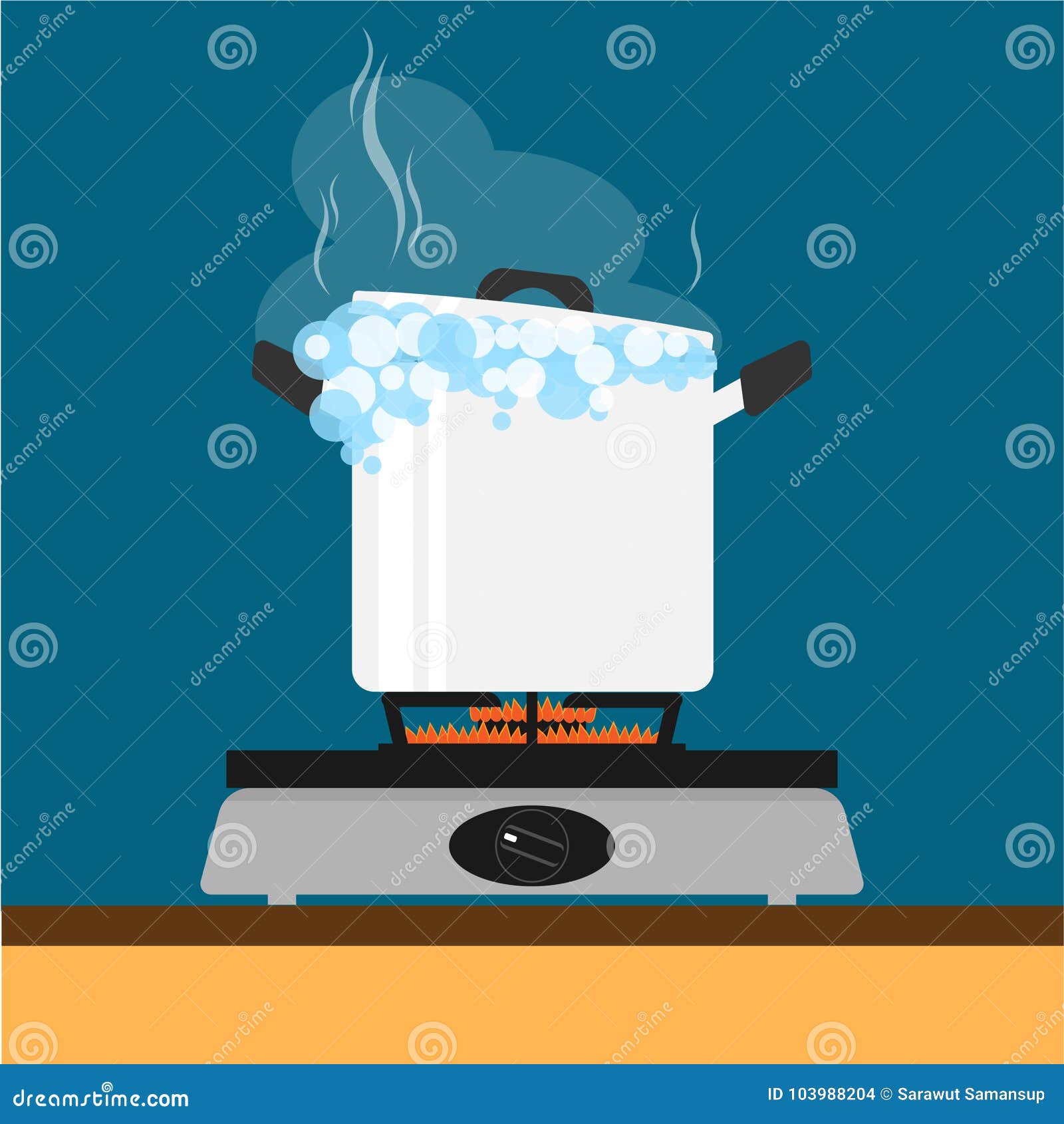 Kitchen Pot Boil Cooking Flat Vector Stock Vector - Illustration of ...