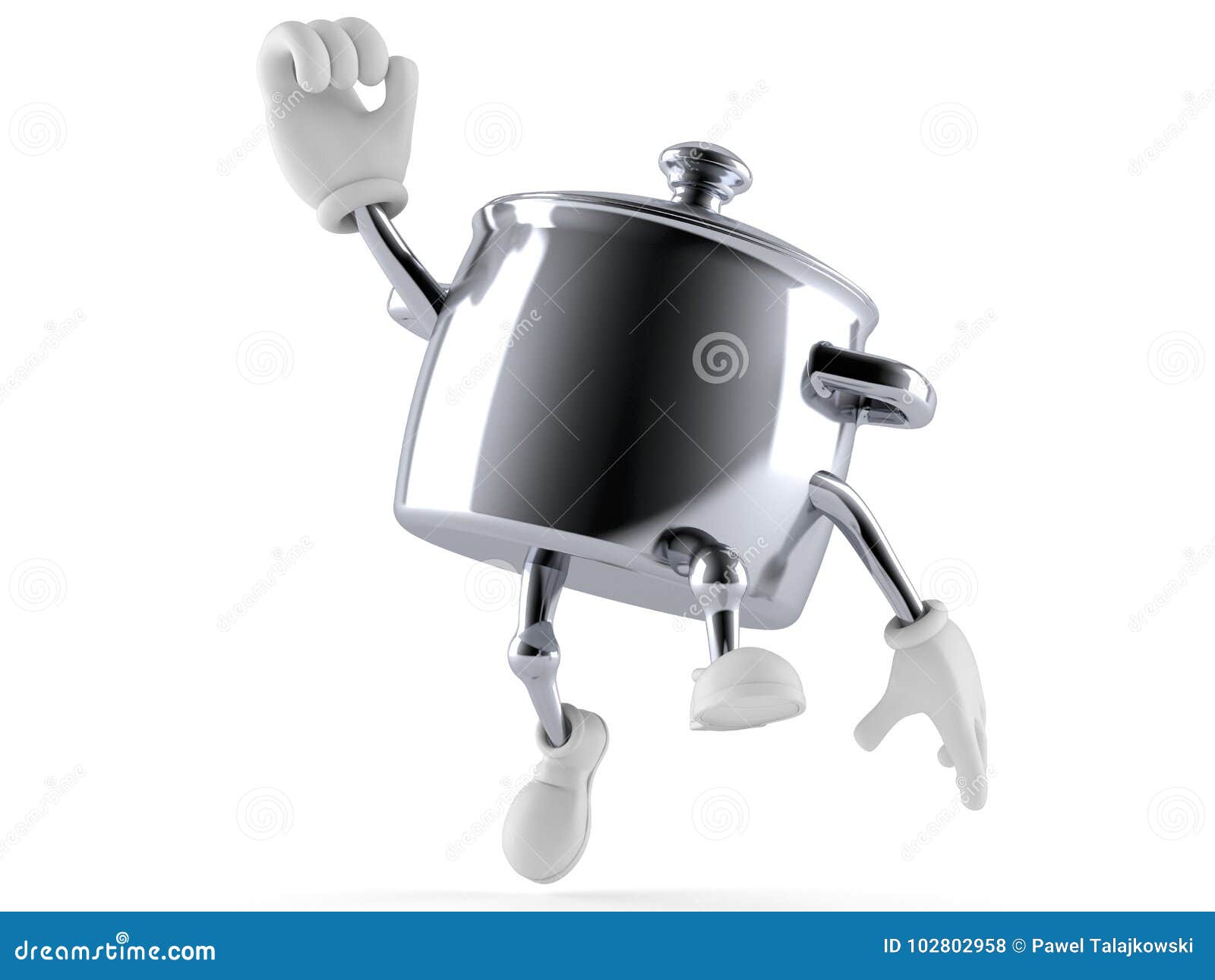 Kitchen Pot Character Jumping in Joy Stock Illustration - Illustration ...