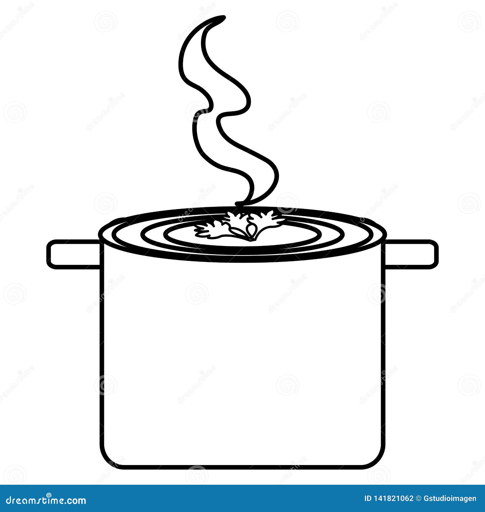 Kitchen pot cooking soup stock vector. Illustration of dinner - 141821062