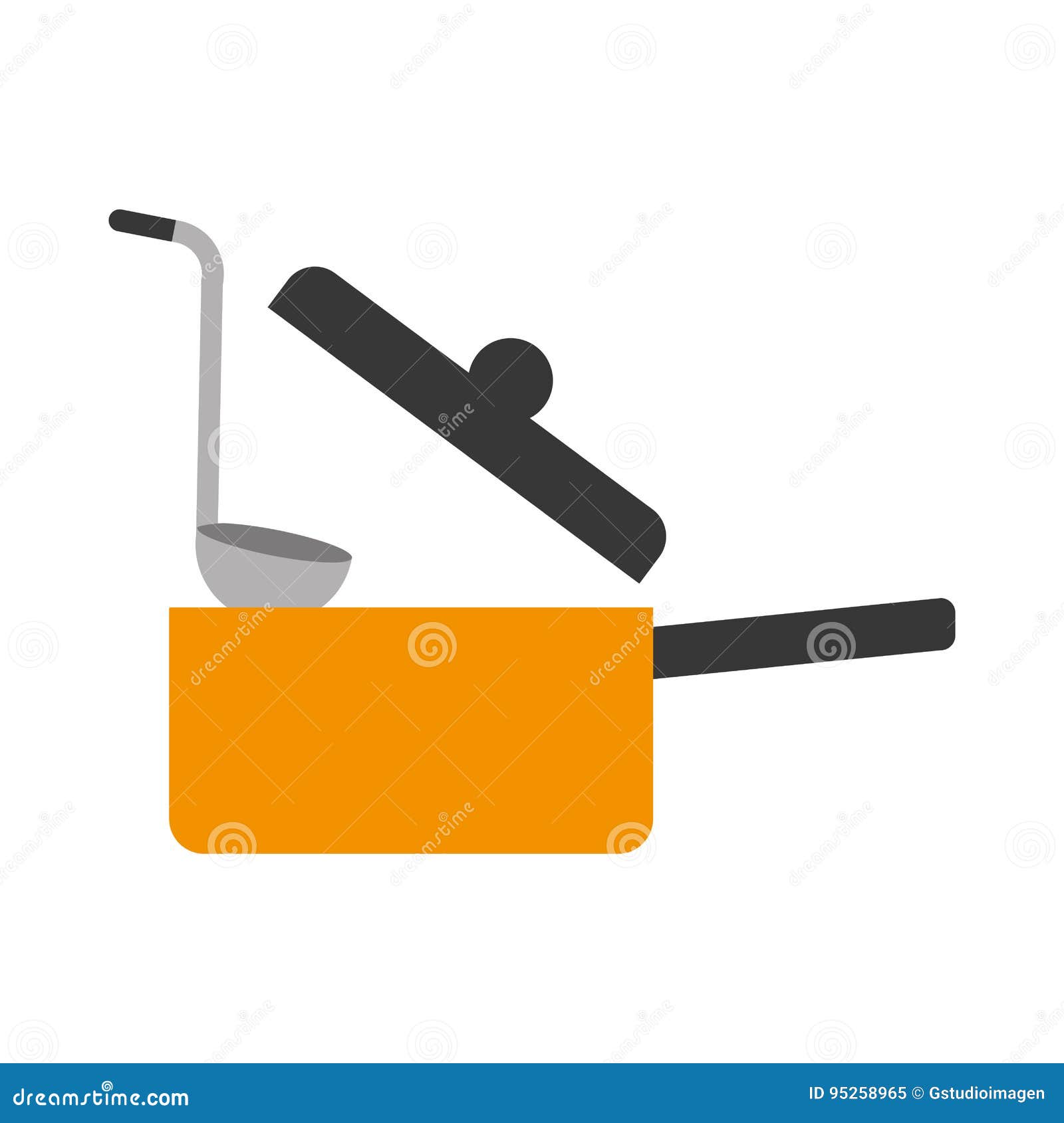 Kitchen pot with spoon stock vector. Illustration of icon - 95258965