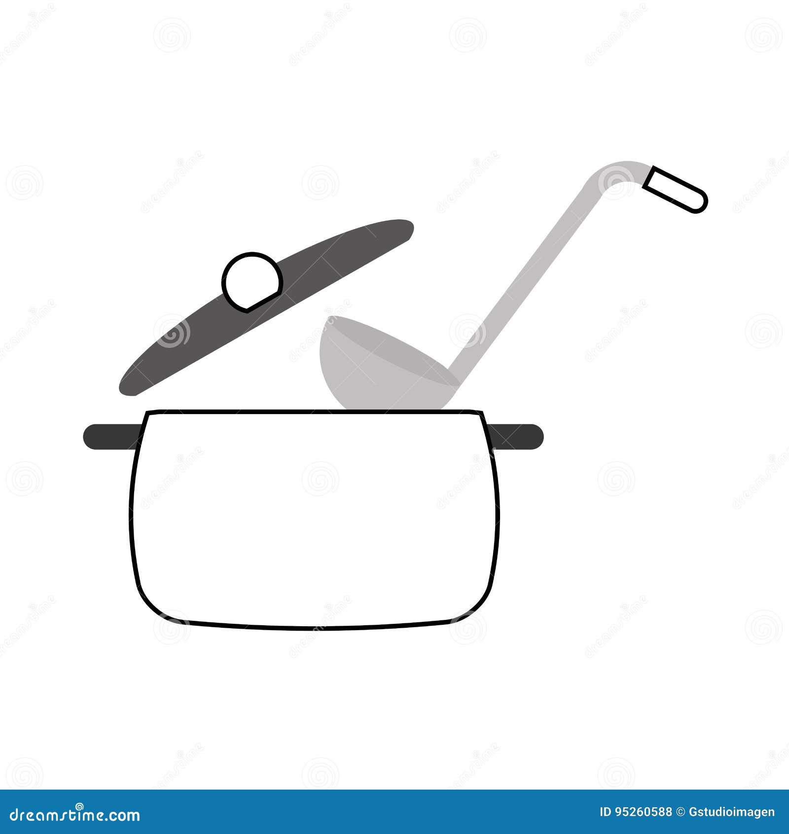 Kitchen pot with spoon stock vector. Illustration of cook - 95260588