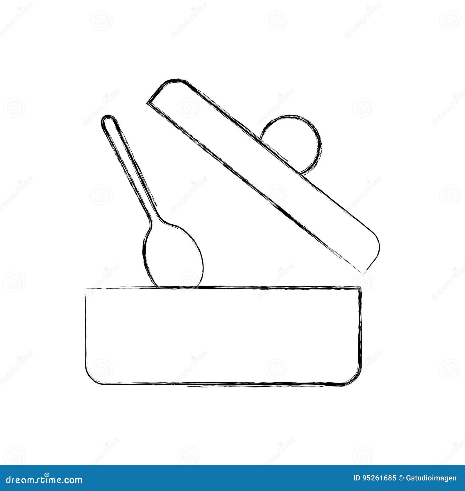 Kitchen pot with spoon stock vector. Illustration of home - 95261685