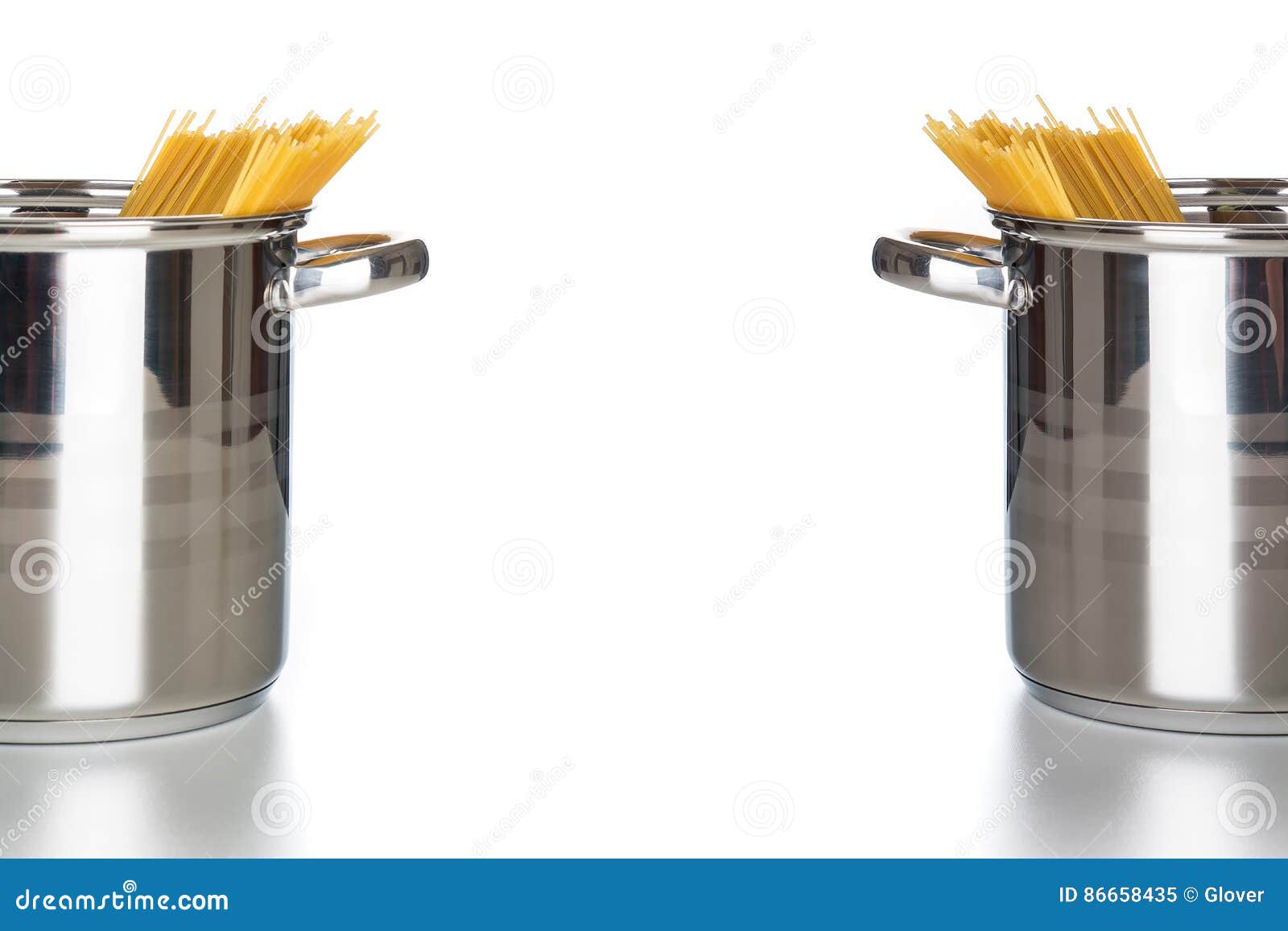 Kitchen Pots with Spaghetti Stock Image - Image of steel, spaghetti ...