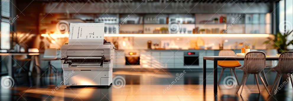A Kitchen with a Printer on the Counter by AI Generated Image Stock ...