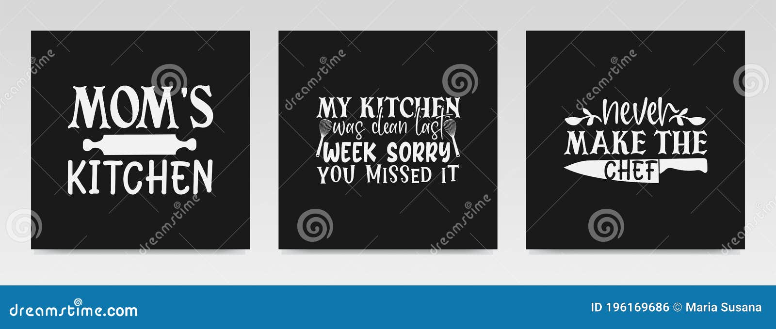 Kitchen Quotes Letter Typography Set Illustration Stock Vector ...