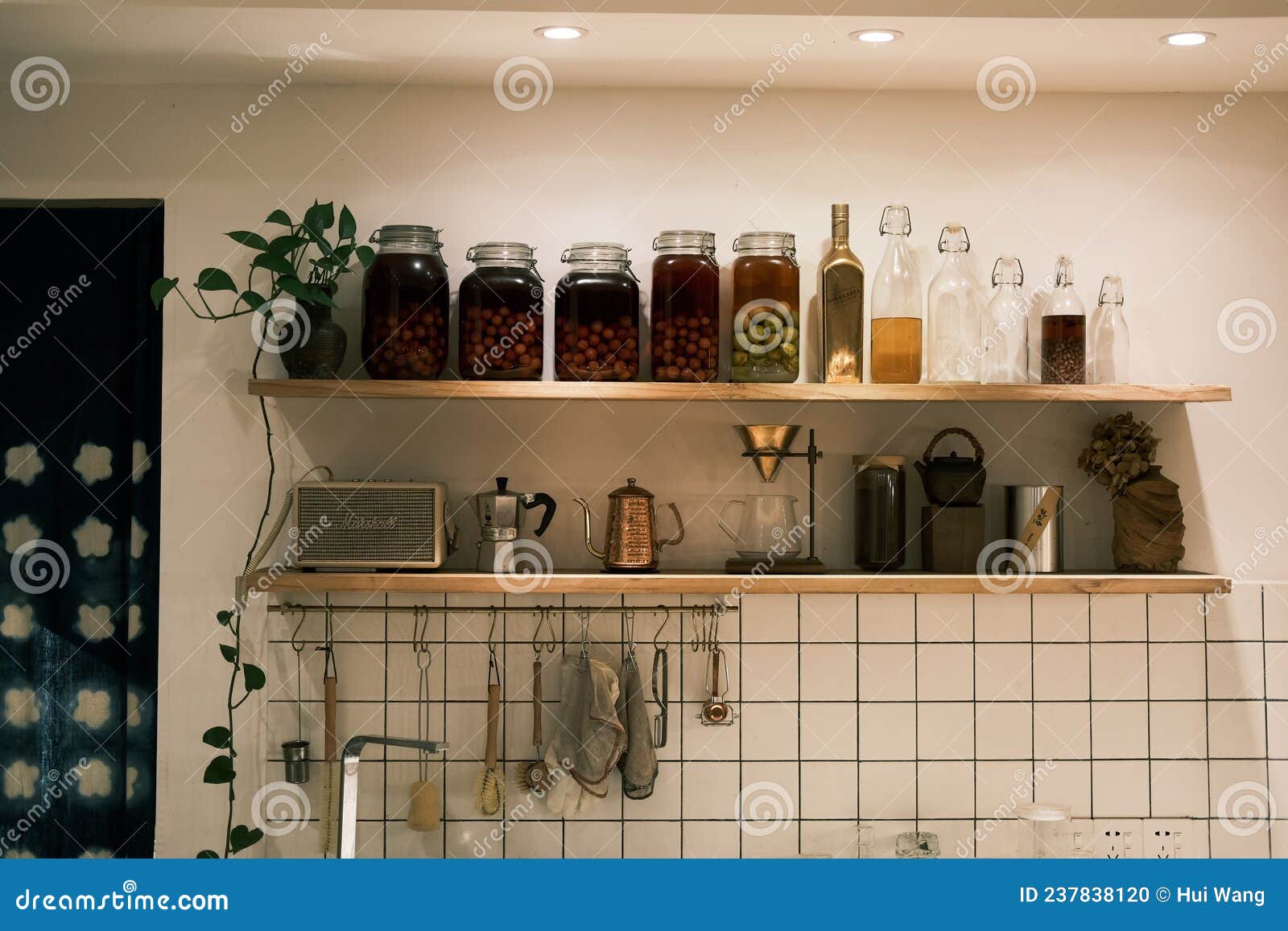 A Kitchen Rack Full of Food Stock Photo - Image of rack, furniture ...