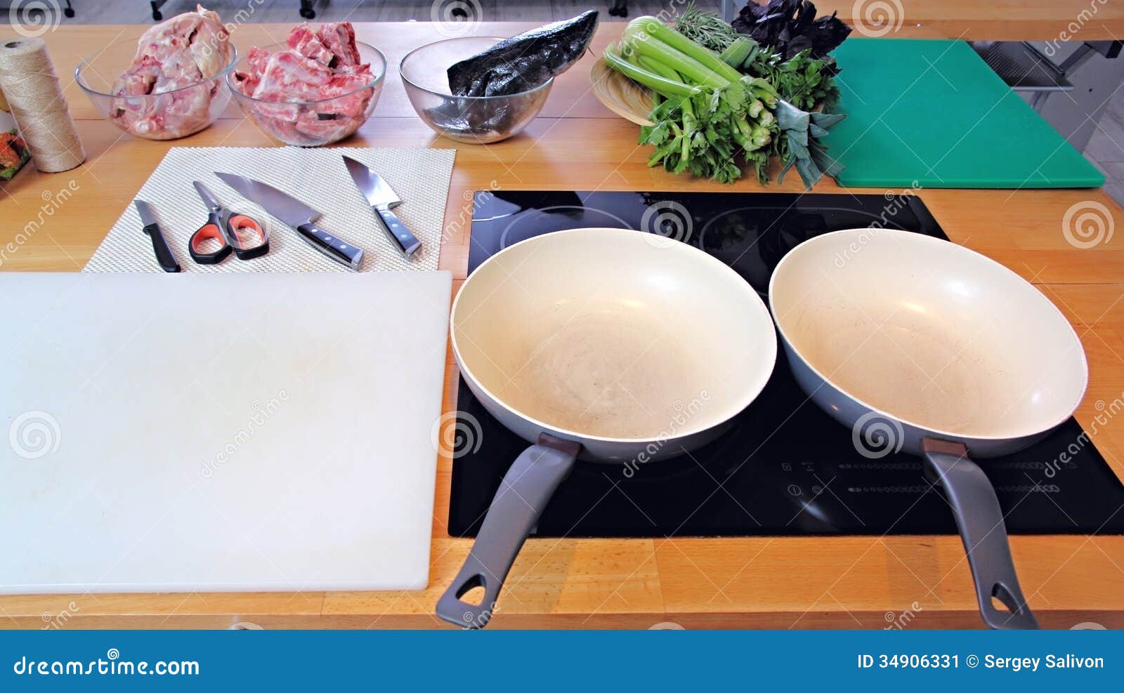 Kitchen ready for cooking stock image. Image of plate - 34906331