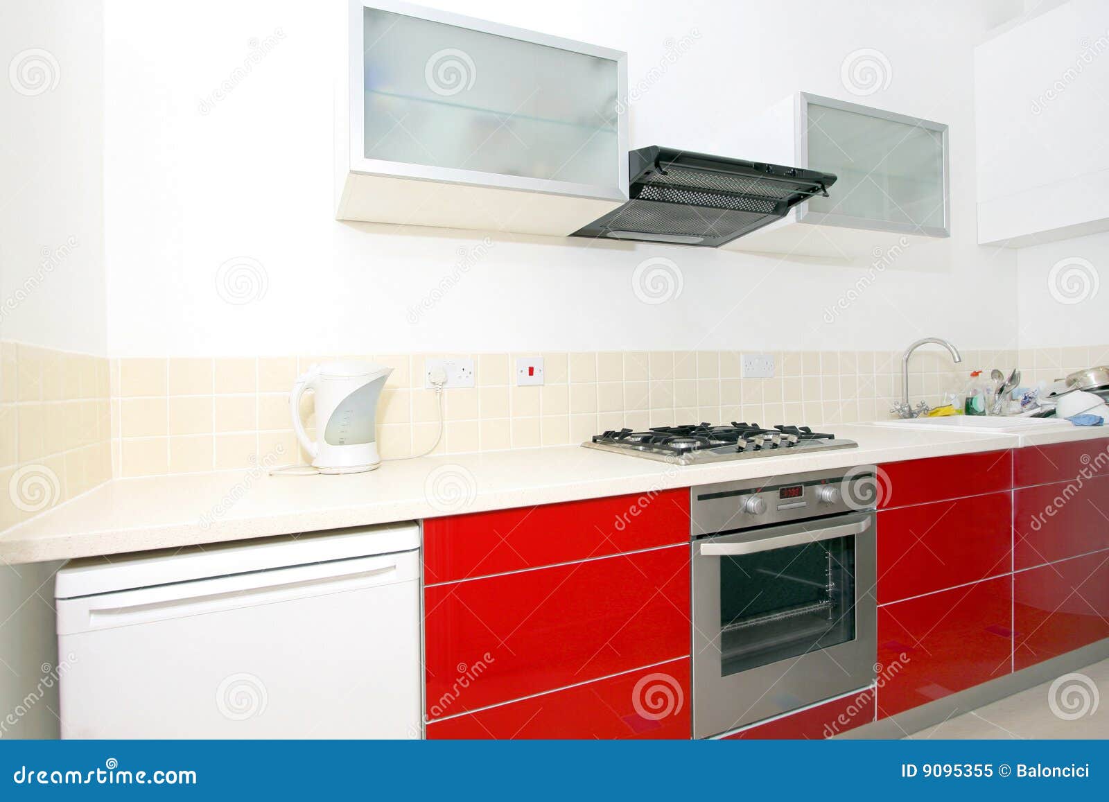 Kitchen red stock image. Image of ventilation, oven, indoors - 9095355