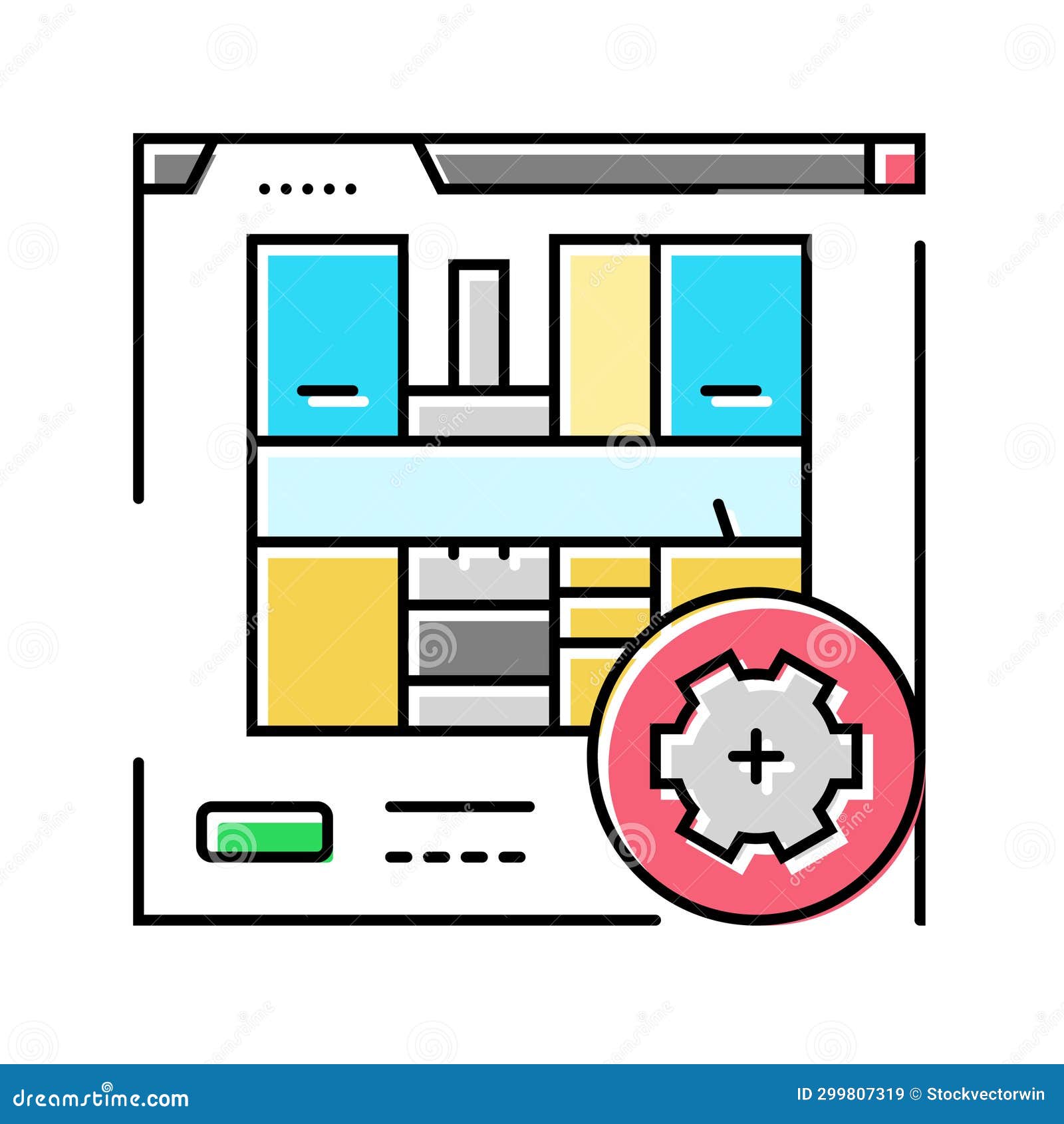 Kitchen Redesign Interior Color Icon Vector Illustration Stock Vector ...