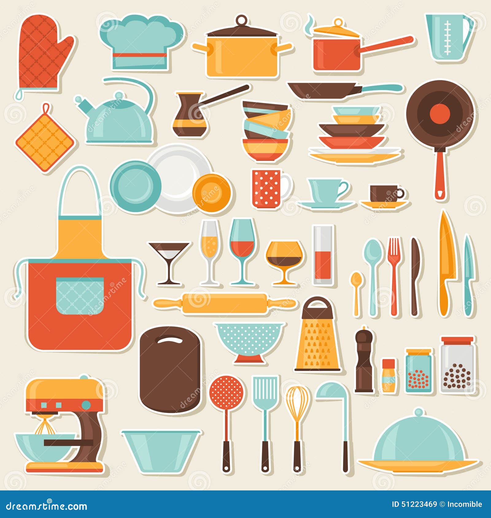 Kitchen and Restaurant Icon Set of Utensils Stock Vector - Illustration ...