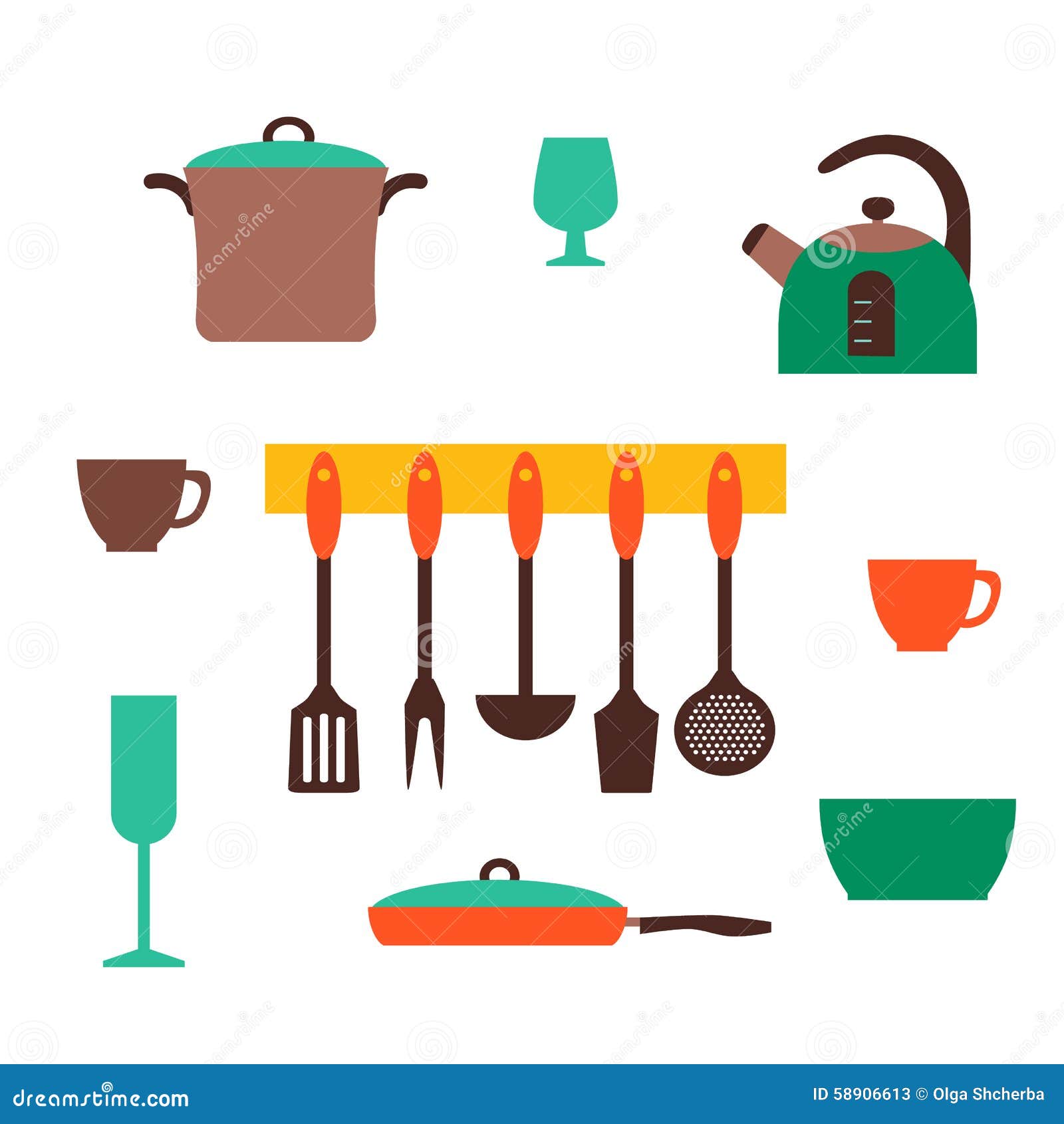 Kitchen and Restaurant Icon Set Stock Vector - Illustration of apron ...