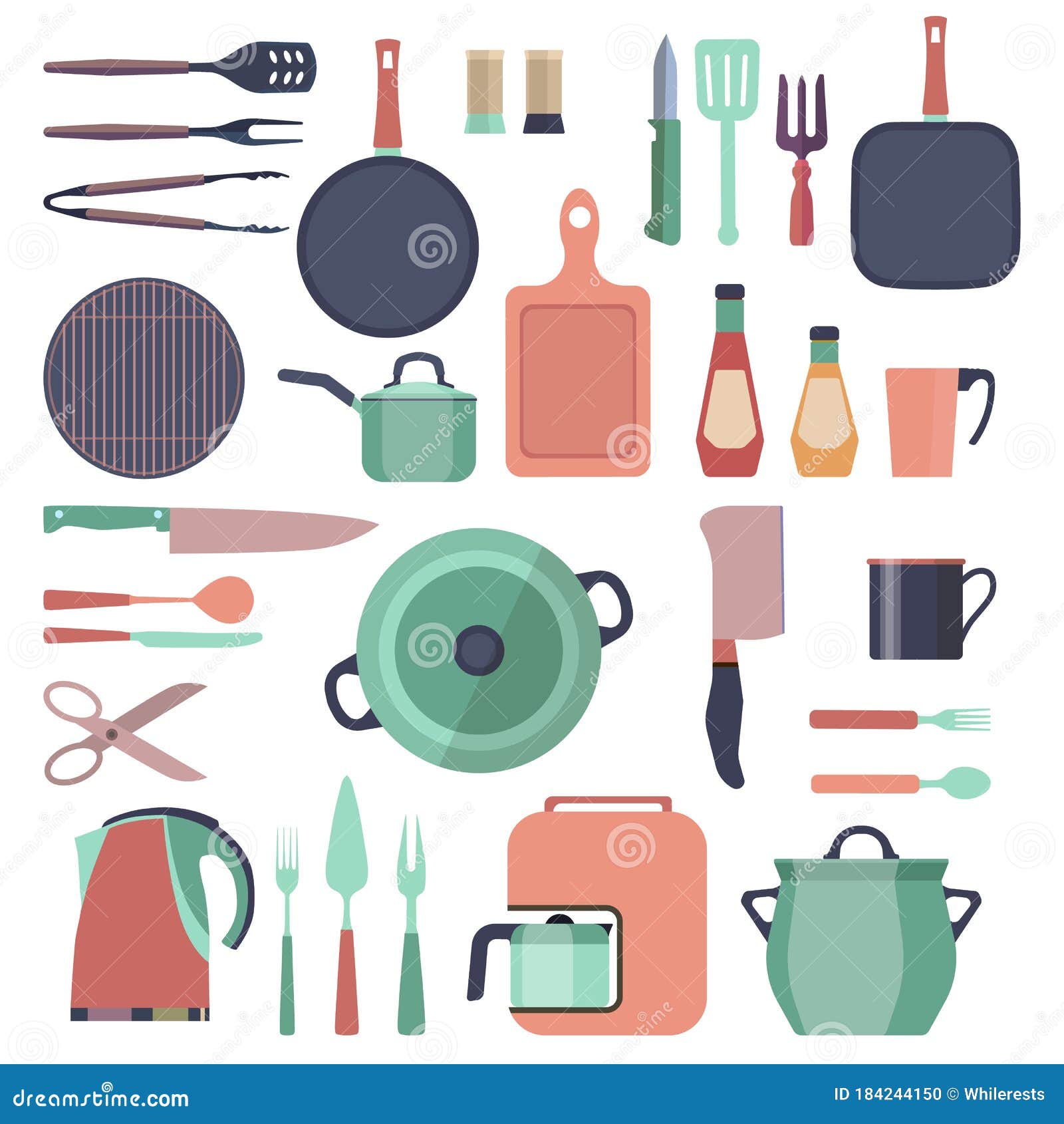 Kitchen and Restaurant Icon Tools Set. Kitchenware Collection Isolated ...