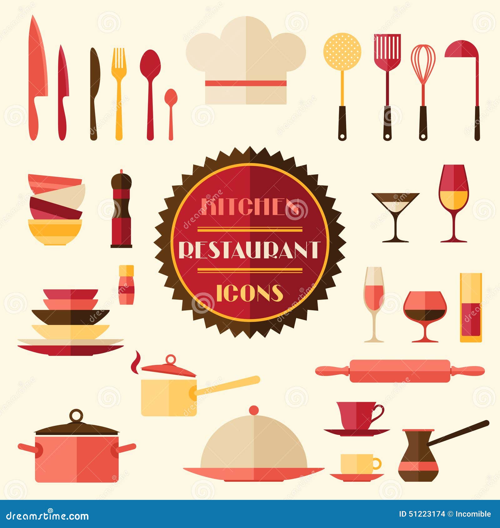 Kitchen and Restaurant Icons. Set of Utensils Stock Vector ...