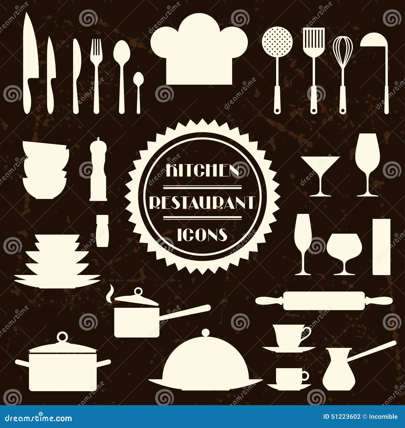 Kitchen and Restaurant Icons. Set of Utensils Stock Vector ...