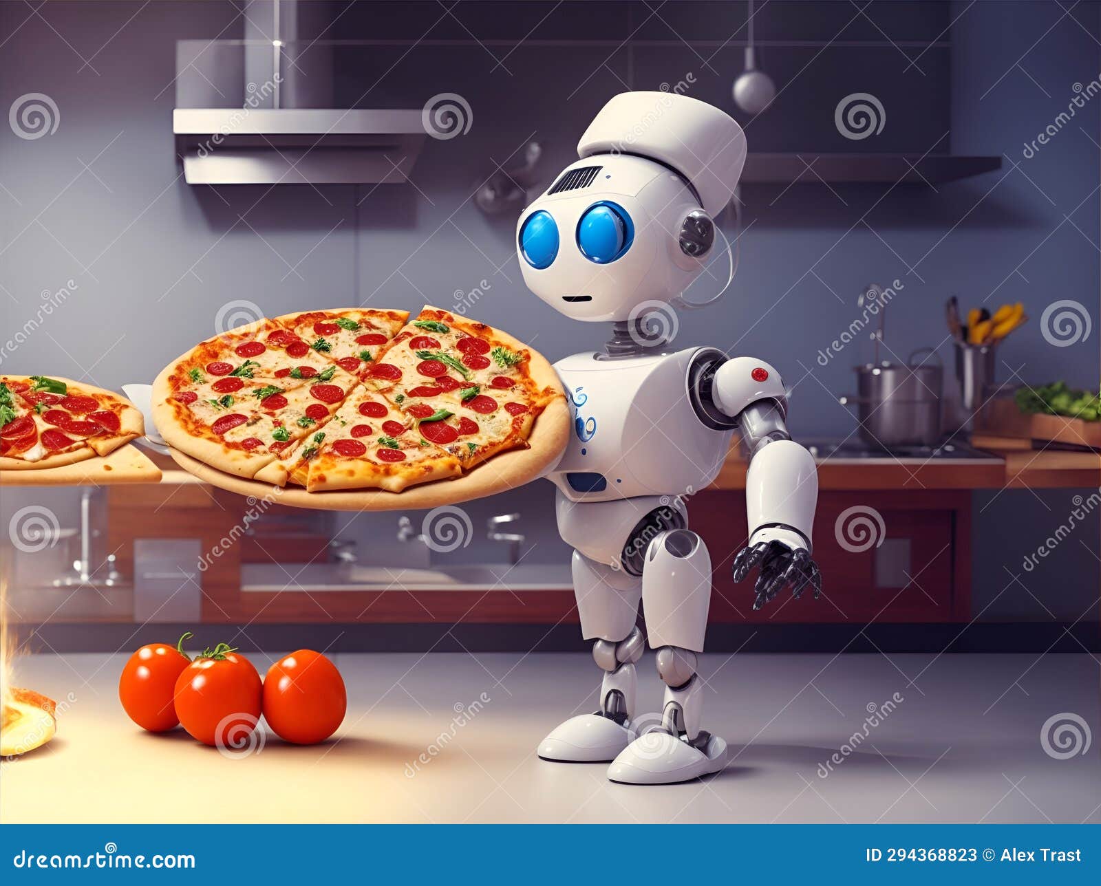 Kitchen Robot In The Form Of A Cabinet, Vintage Character. Ink Drawing ...