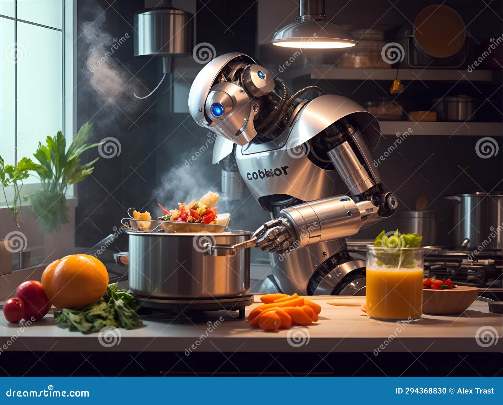 Kitchen Robot In The Form Of A Cabinet, Vintage Character. Ink Drawing ...