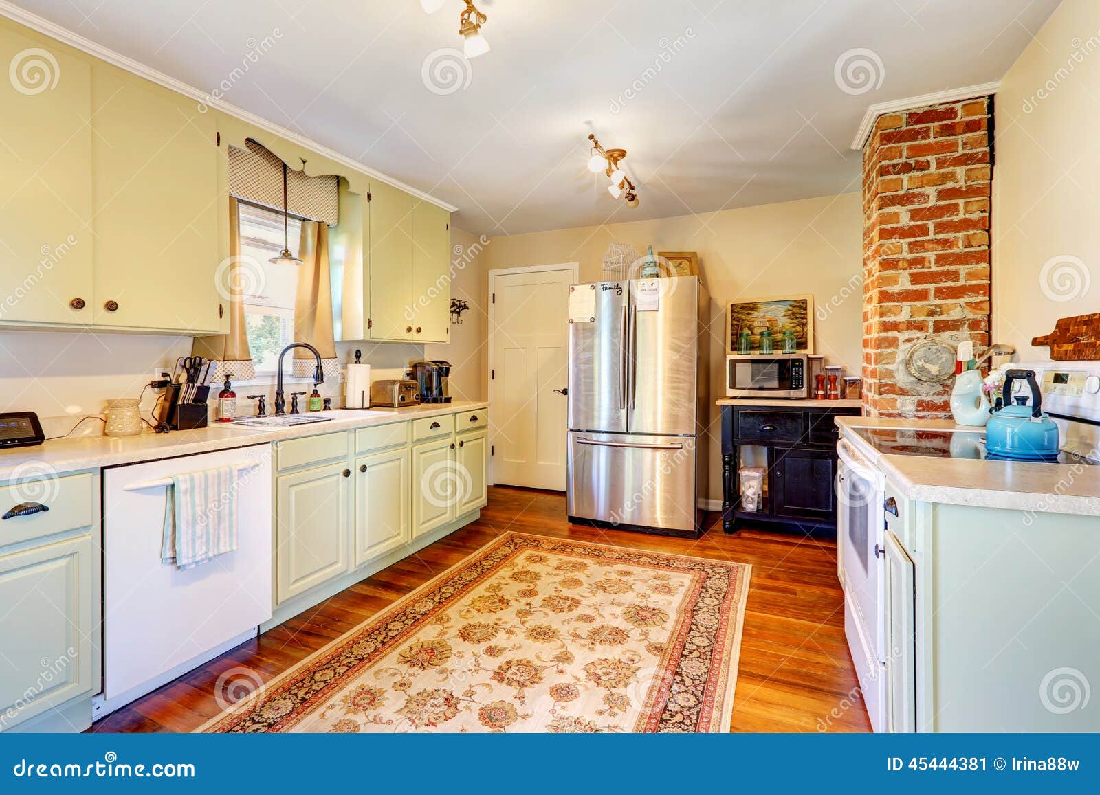 Kitchen Room Interior in Old House Stock Image - Image of blue, back ...