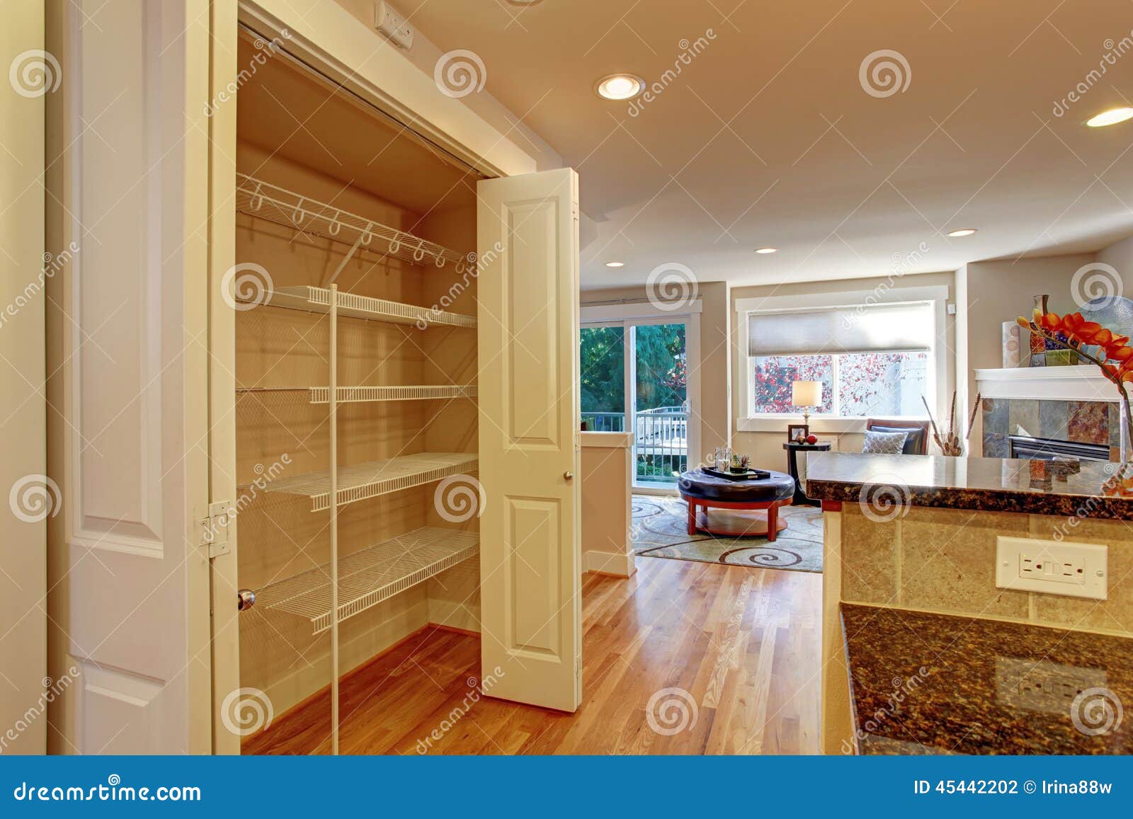 Kitchen Room with Storage Rack Stock Photo - Image of american, home ...
