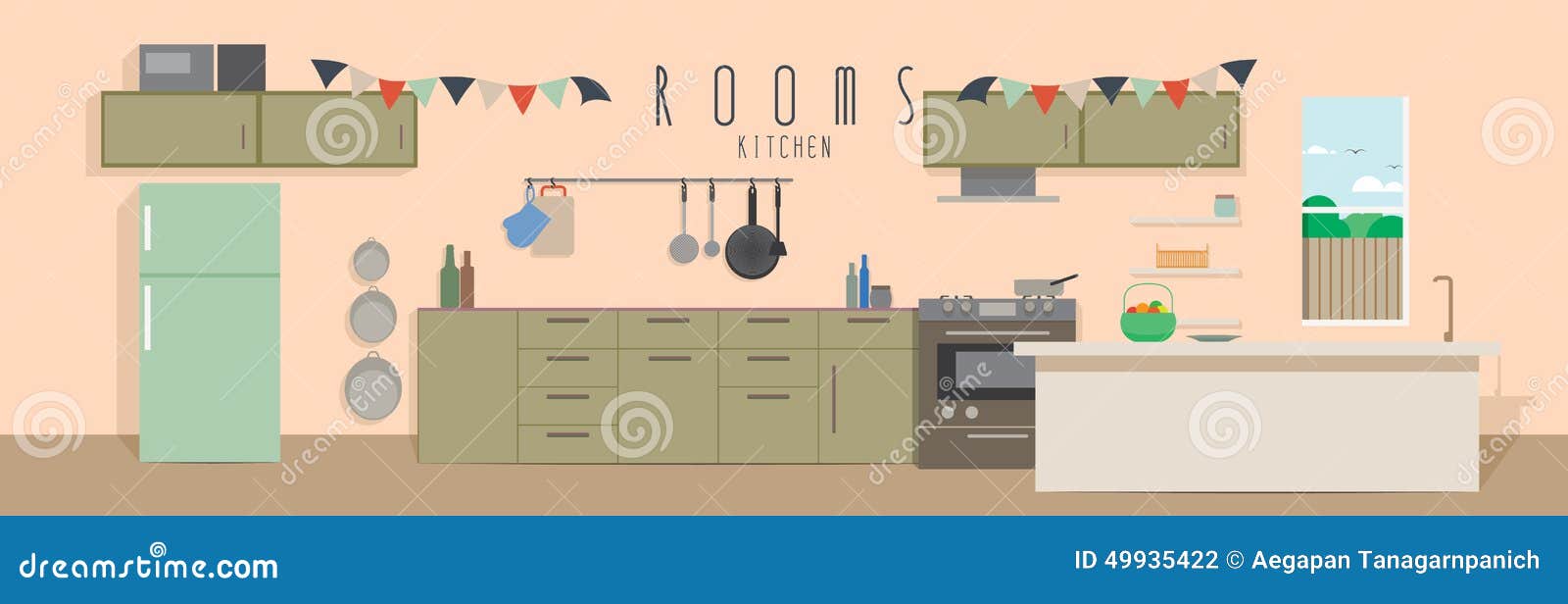Kitchen (Rooms) stock vector. Illustration of colors - 49935422