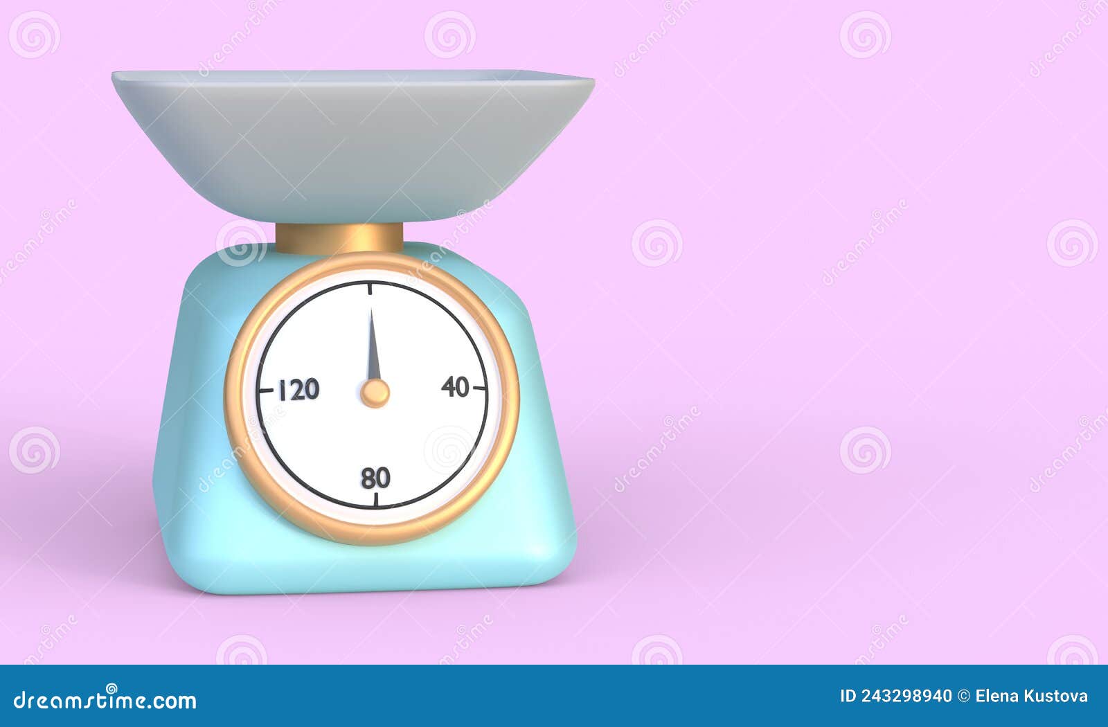Kitchen Scale with Dial and Bowl 3d Render Stock Illustration ...