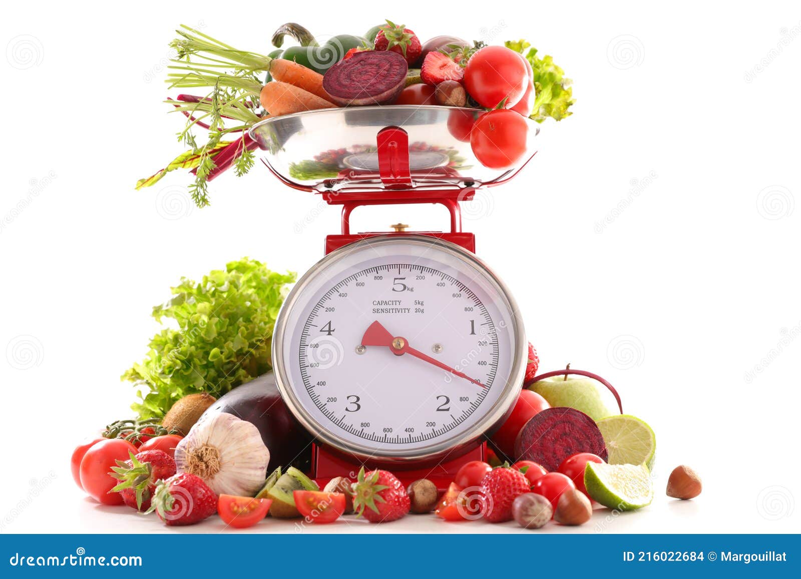 Kitchen Scale with Fruit and Vegetable Stock Photo - Image of healthy ...