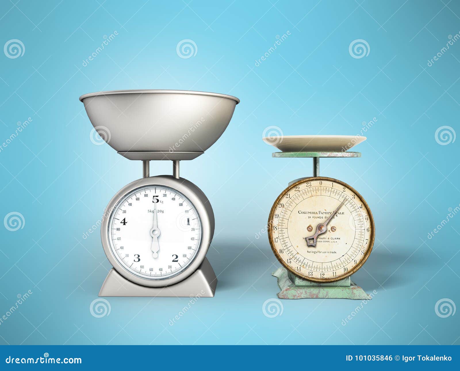 Kitchen Scales Comparison of Old Scales New Scales 3d Render on Stock ...