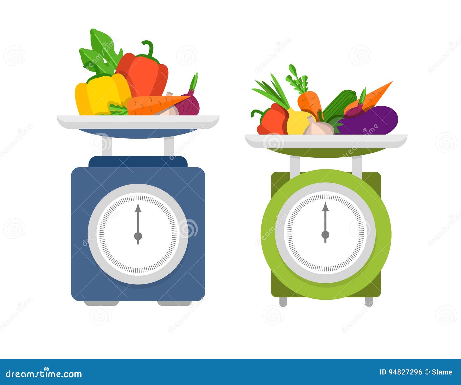 Kitchen Scales with Vegetables Stock Vector - Illustration of healthy ...