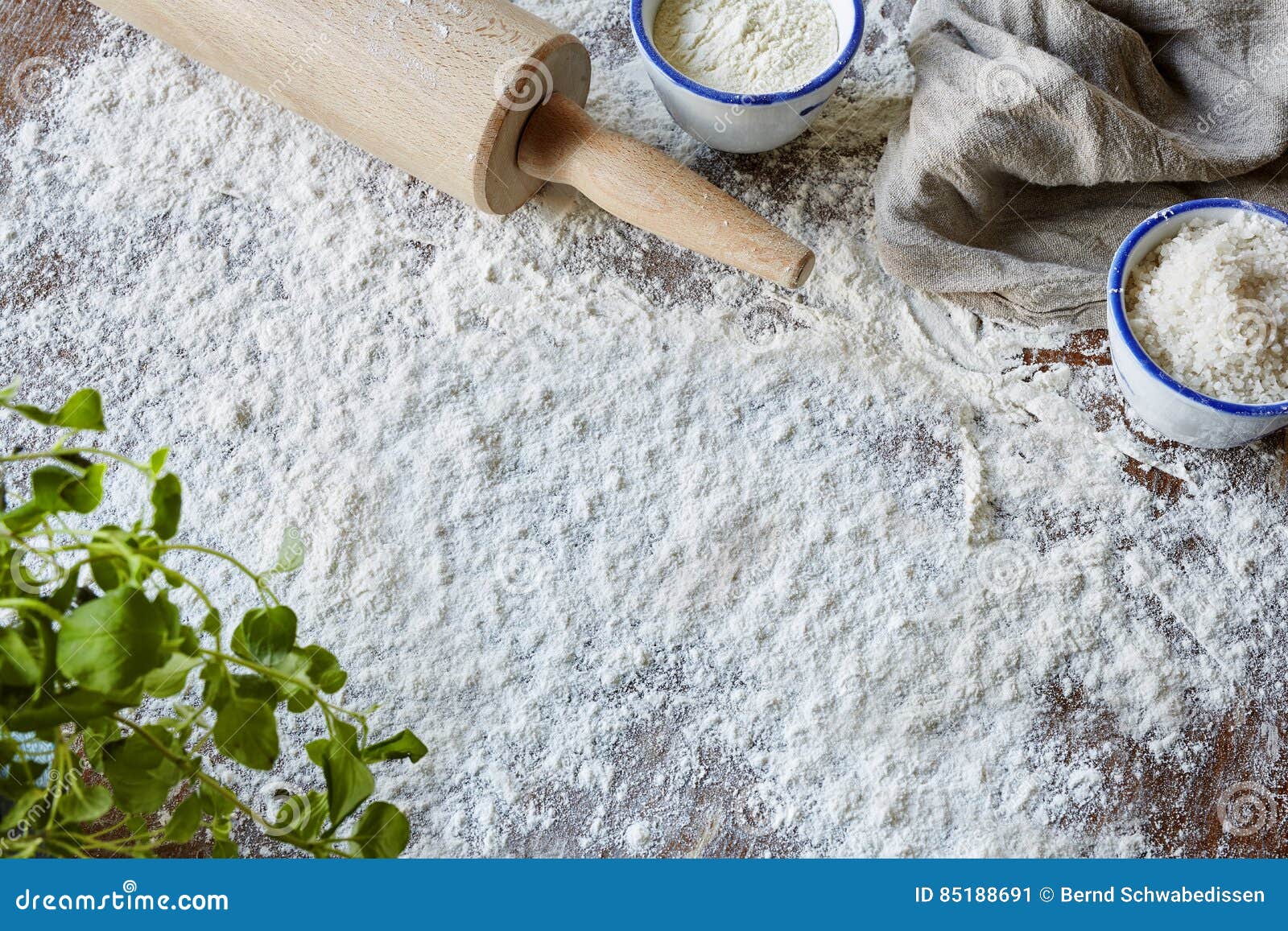 Kitchen Scene with a Lot of Flour Stock Image - Image of rolling, love ...