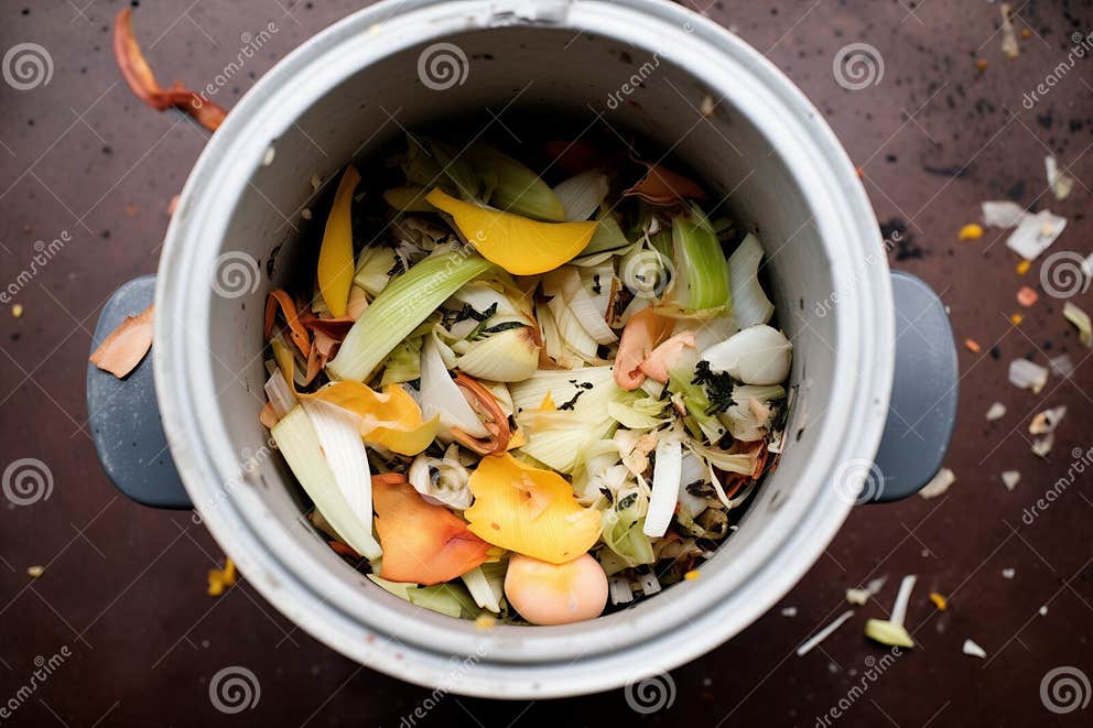 Kitchen Scraps in a Covered Compost Pail Stock Image - Image of scraps ...