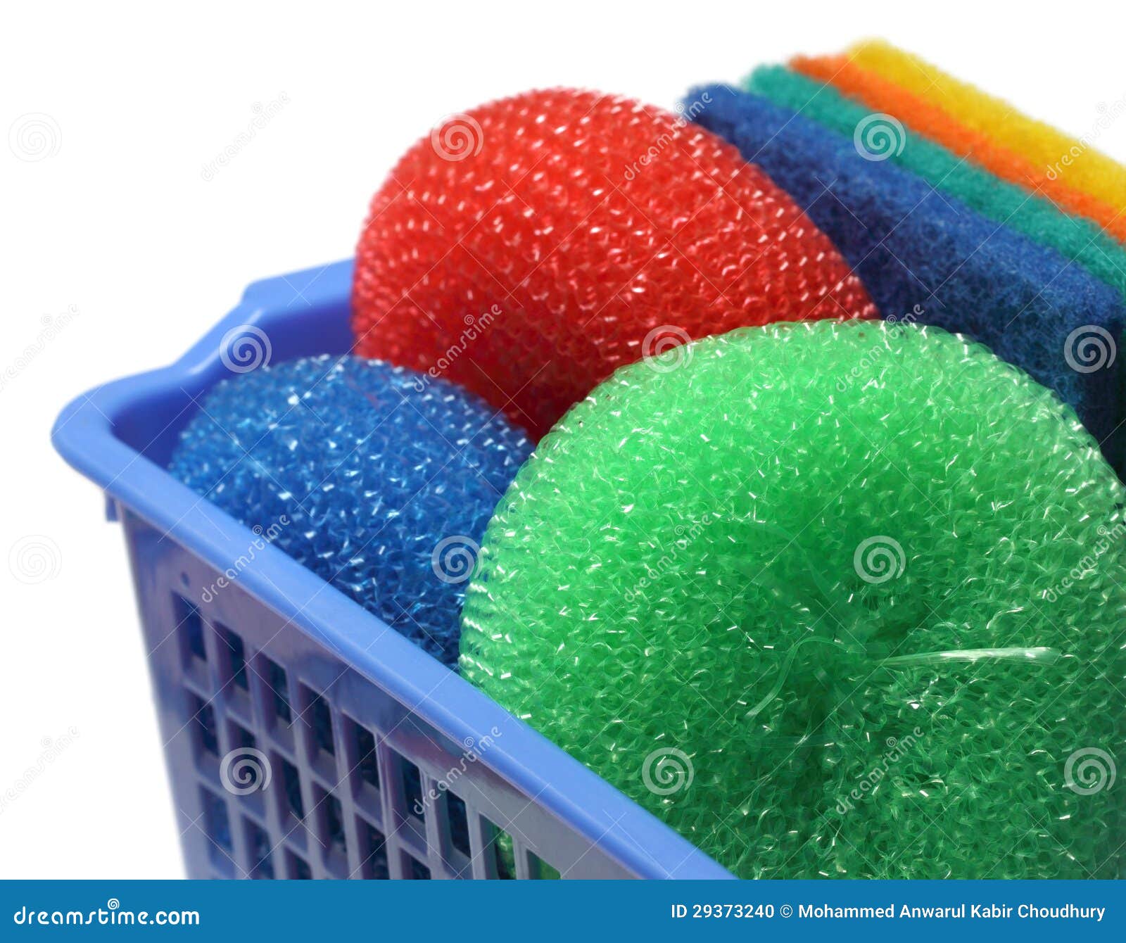 Kitchen Scrubber on a Basket Stock Photo - Image of white, plastic ...