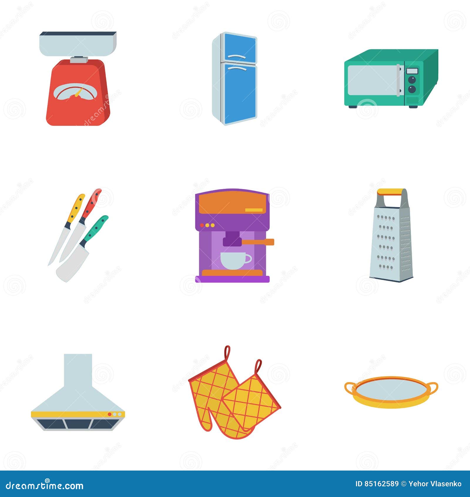 Kitchen Set Icons in Flat Style. Big Collection of Kitchen Symbol Stock ...