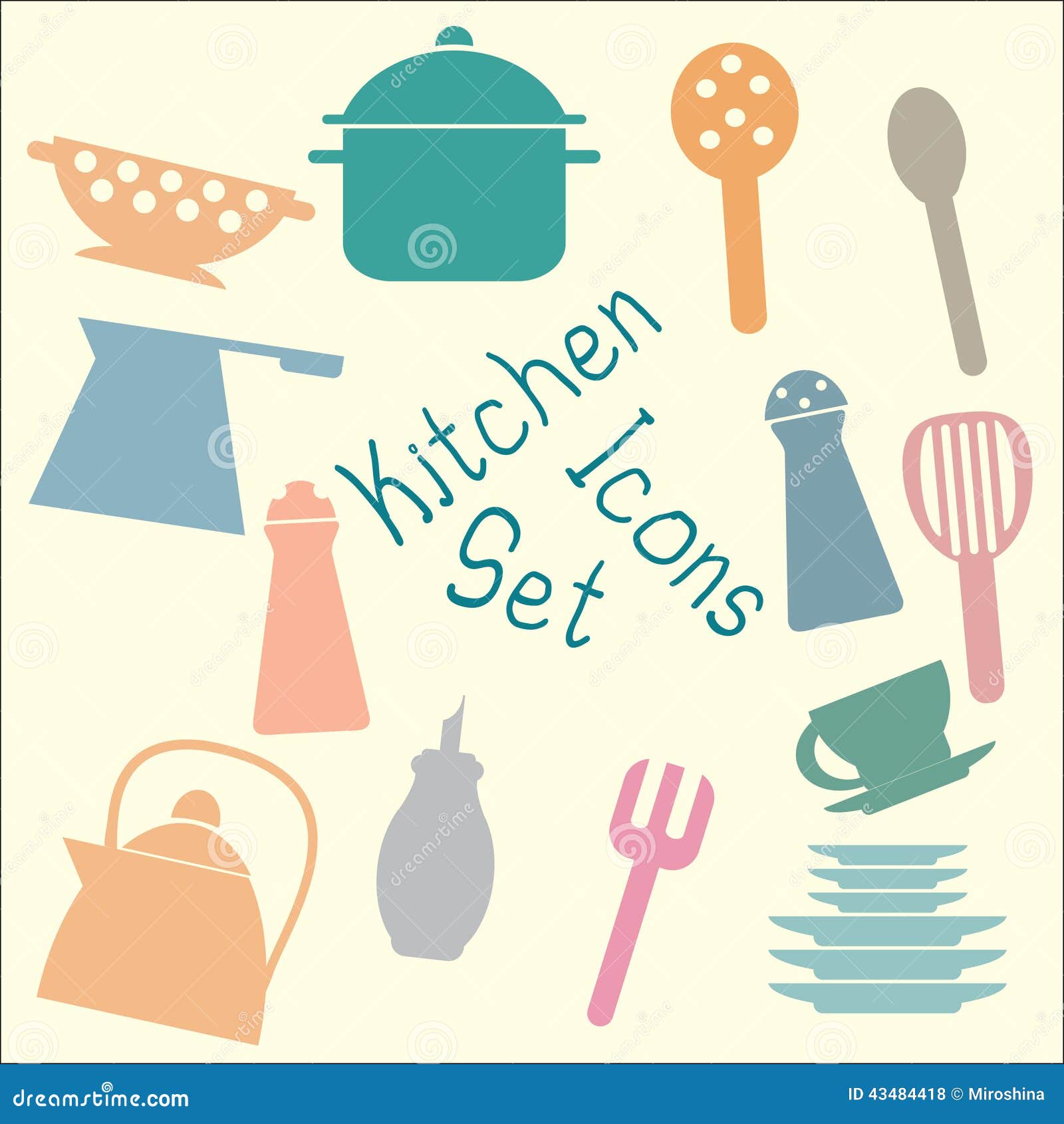 Kitchen Set Icons stock vector. Illustration of food - 43484418