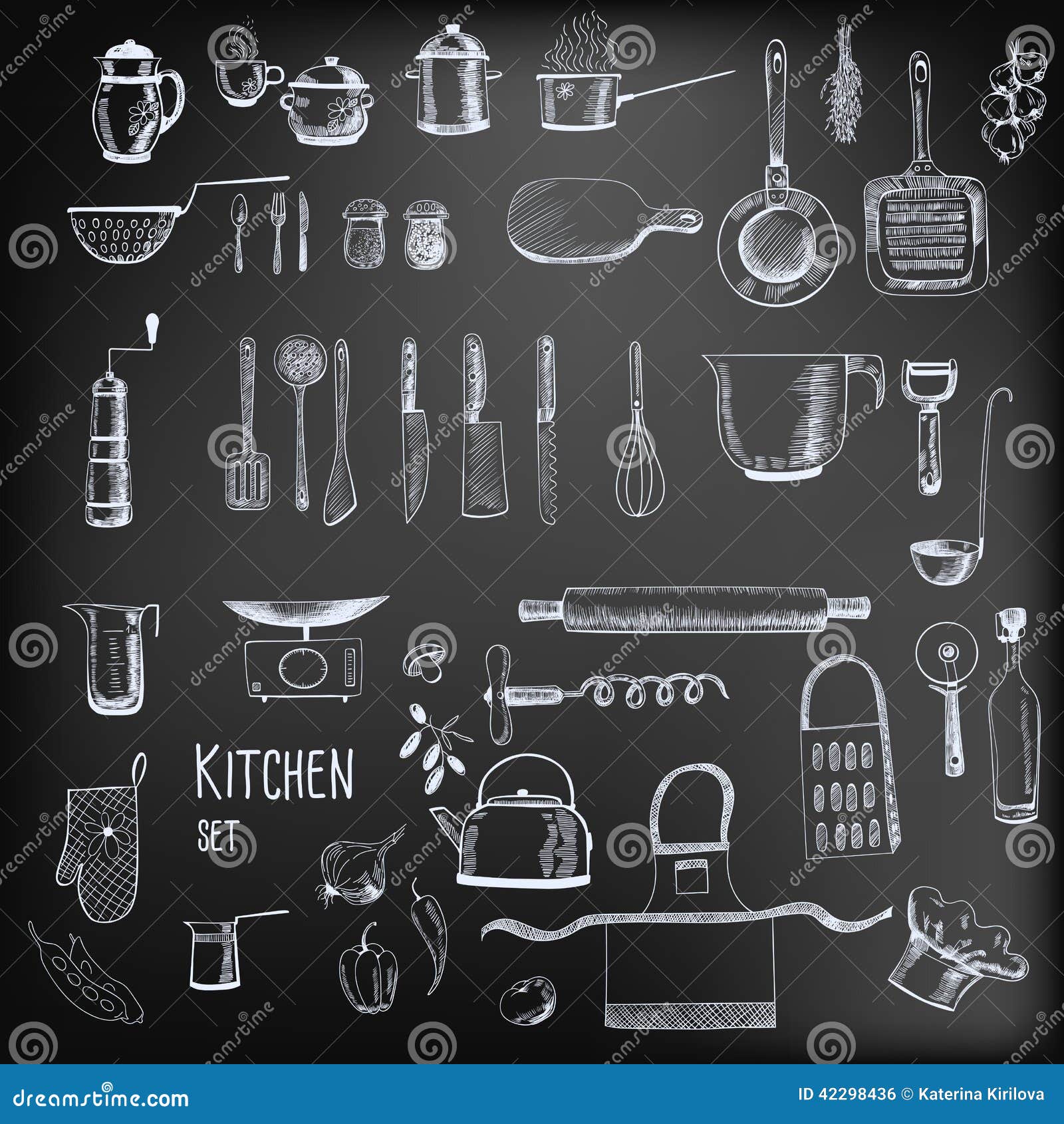 Kitchen set stock vector. Illustration of hand, mushroom - 42298436