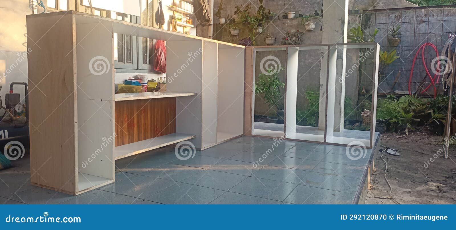 Kitchen Set Manufacturing Process Stock Photo - Image of flooring, door ...