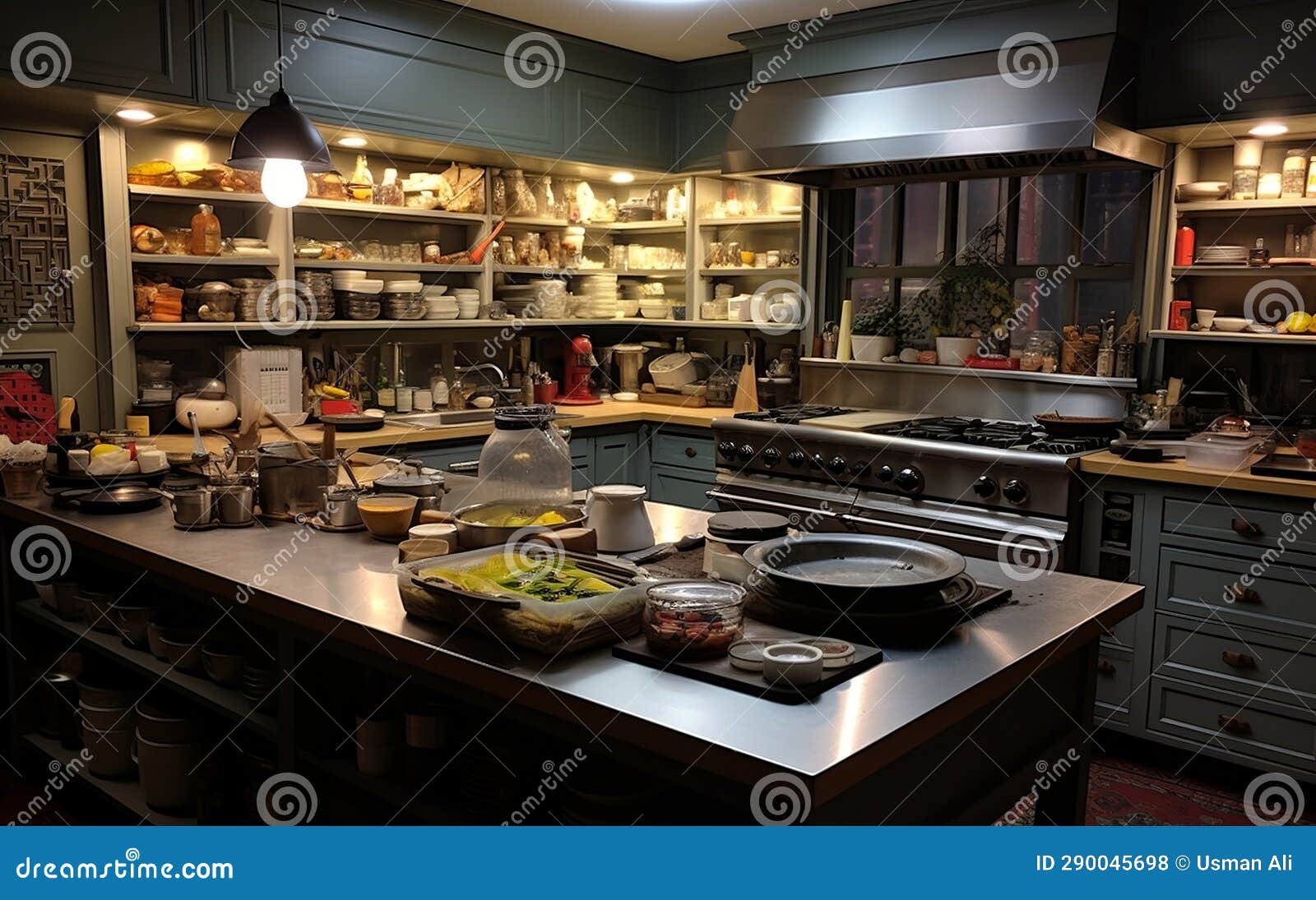 Kitchen Set-Up for Immediate Cooking. AI Stock Illustration ...