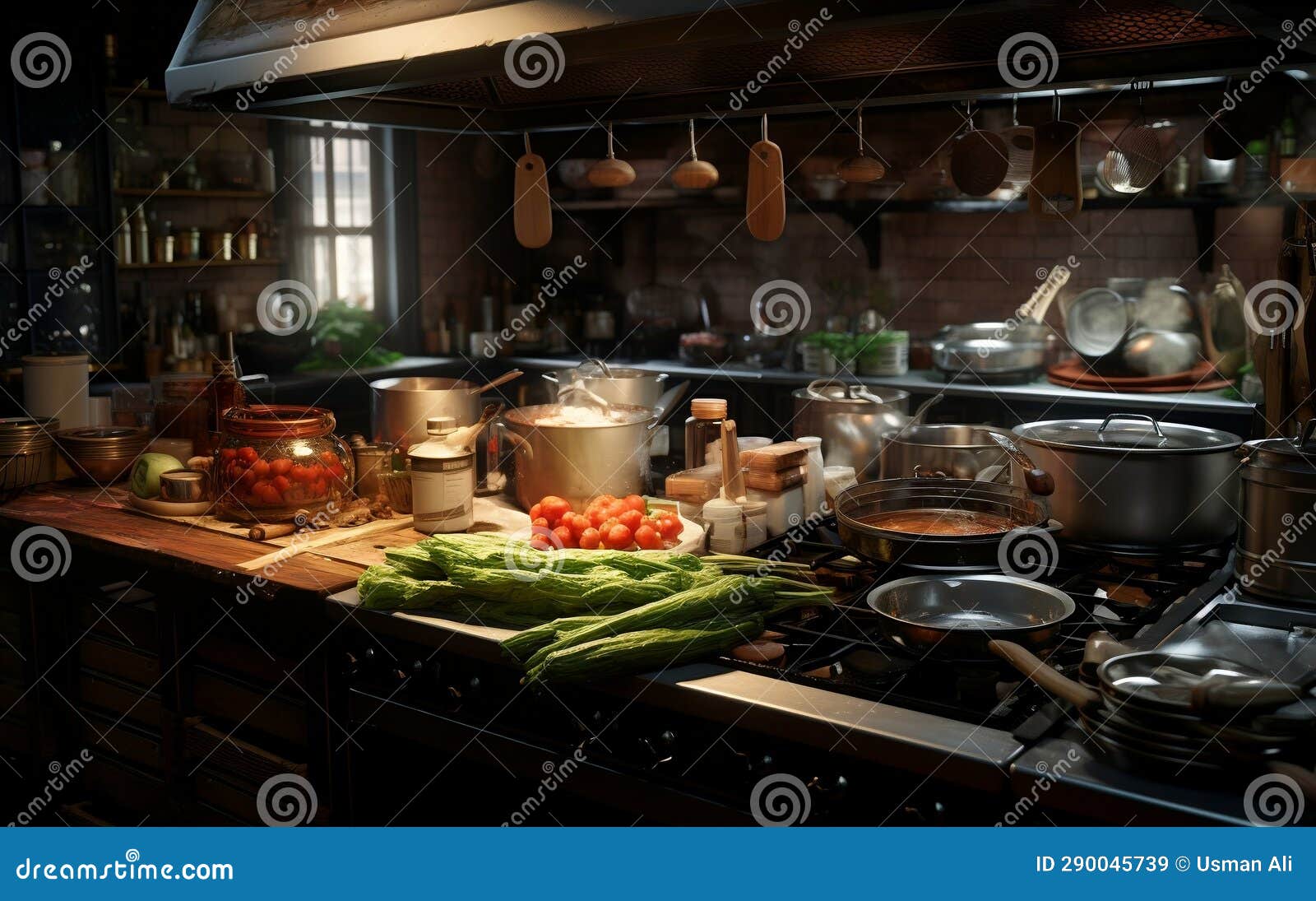 Kitchen Set-Up for Immediate Cooking. AI Stock Illustration ...