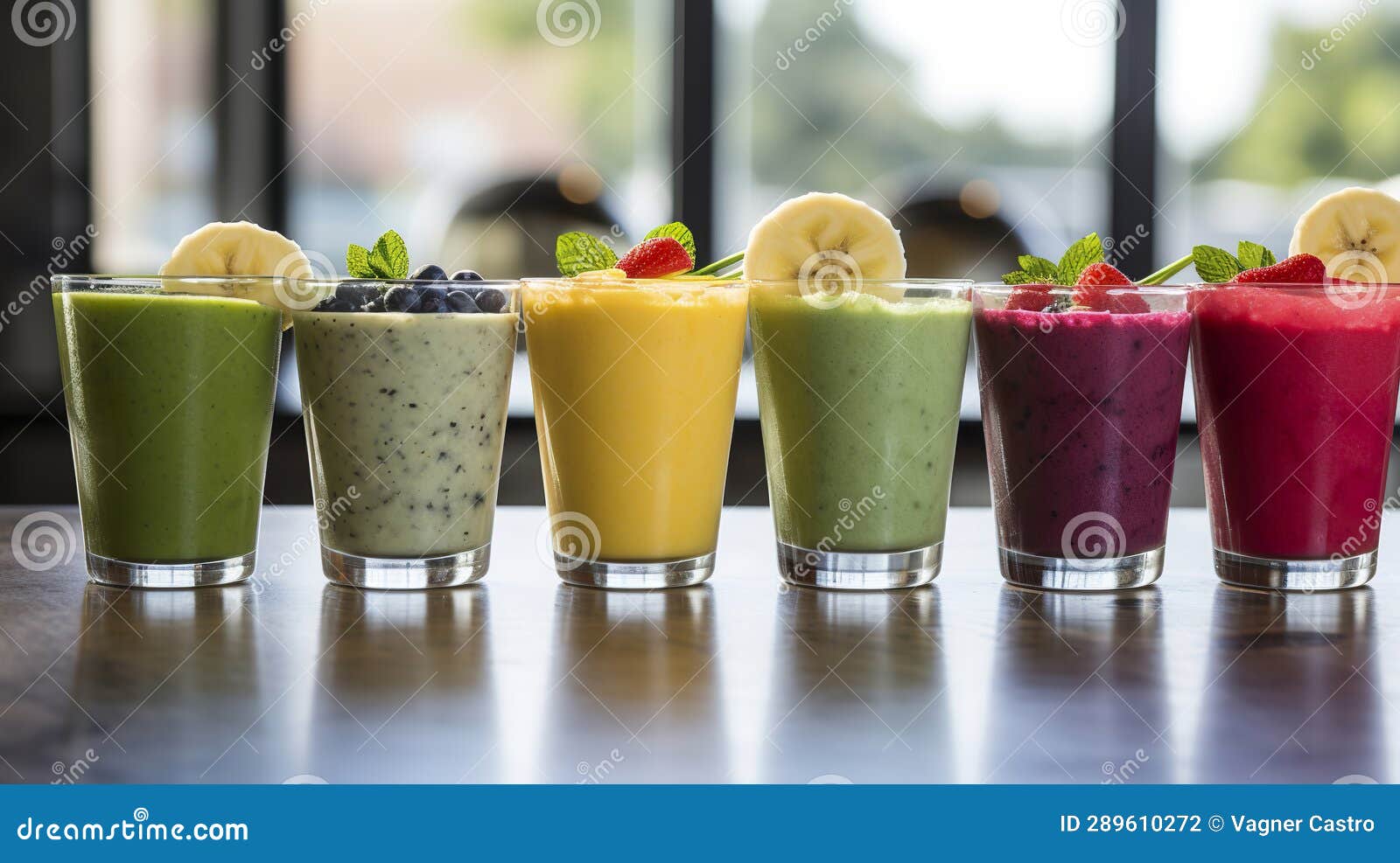Kitchen Setting with Lots of Fresh Vibrant Smoothies Stock Illustration ...