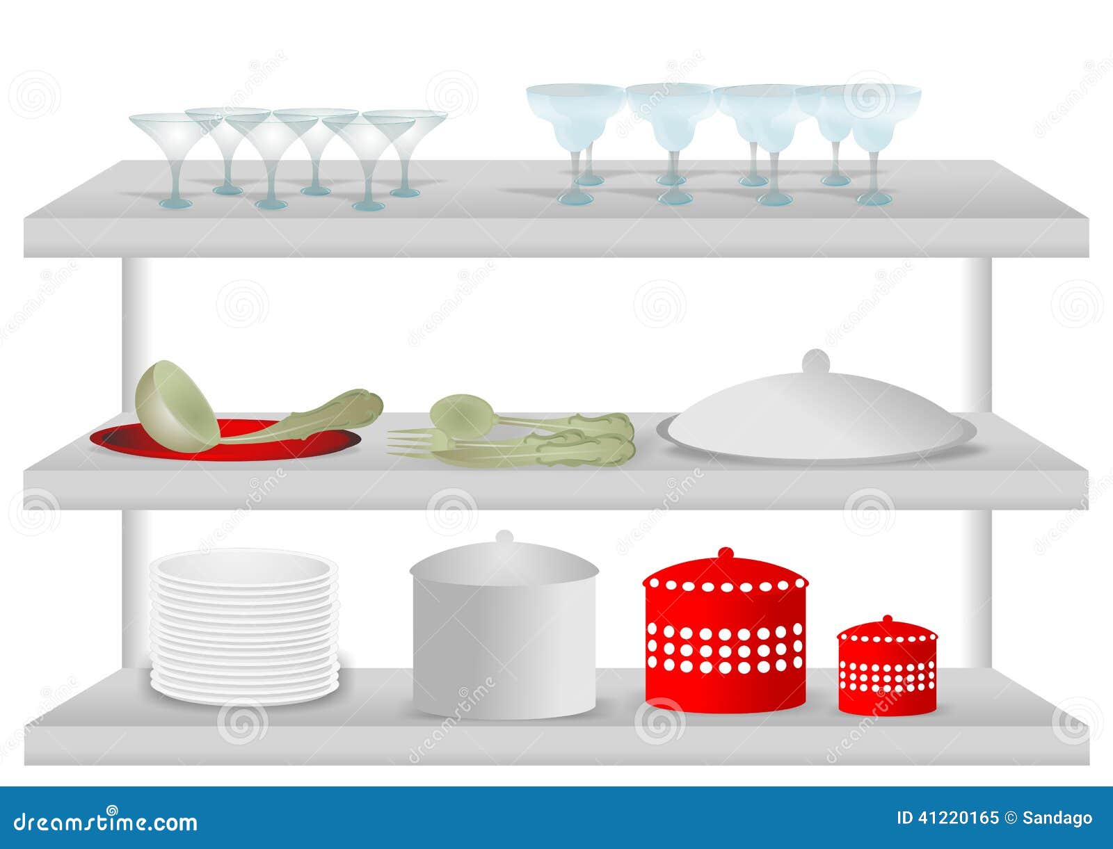 Kitchen shelves stock vector. Illustration of clean, clipart - 41220165