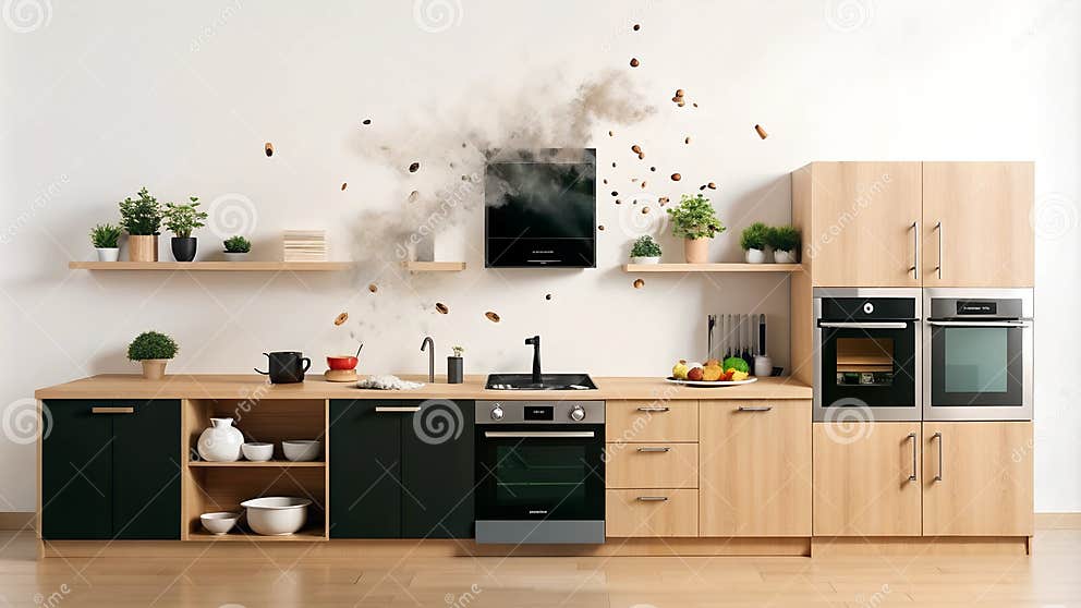 A Kitchen Shrinking with Each Passing Second in a Surreal Scene Stock ...