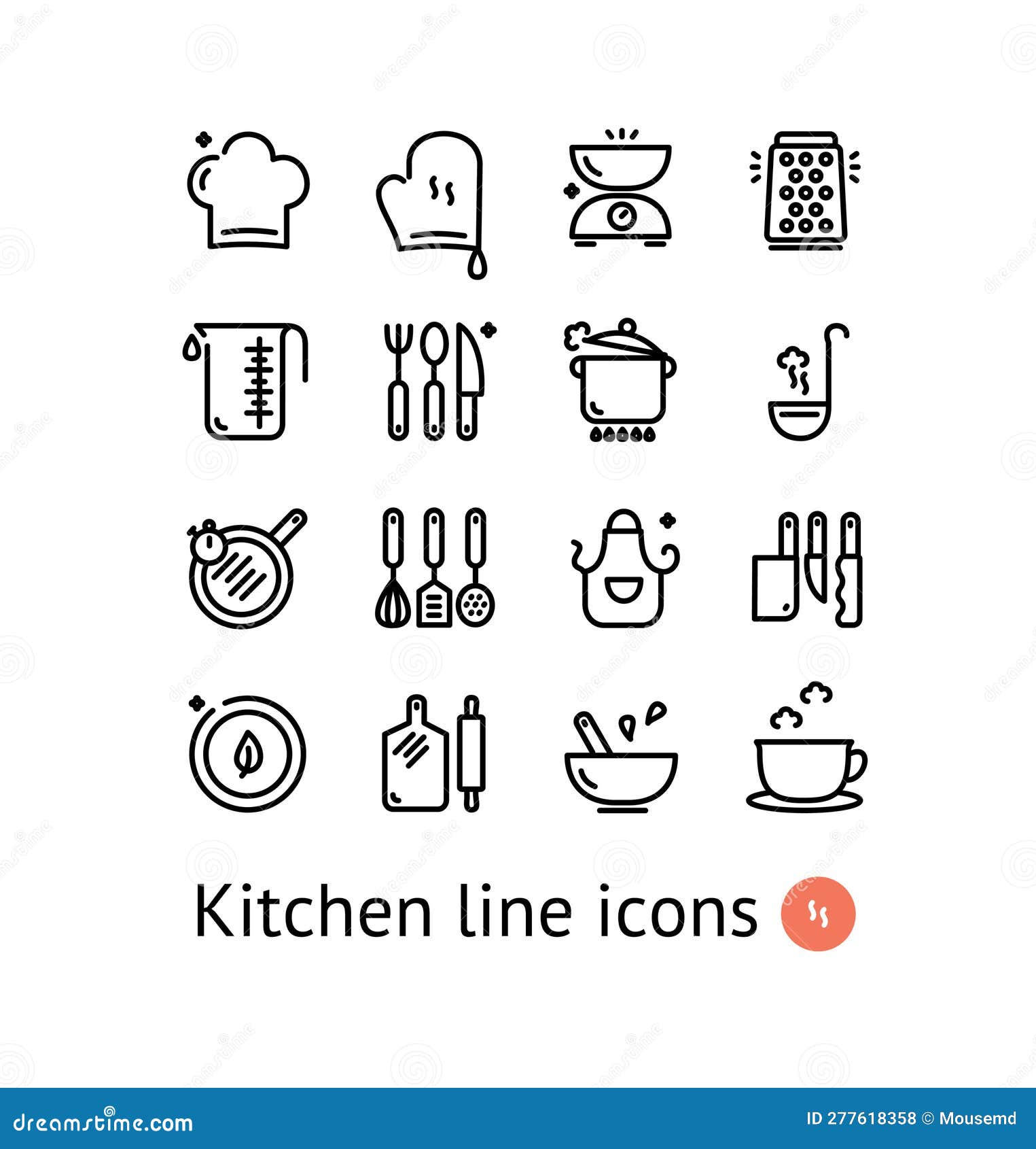 Kitchen Sign Black Thin Line Icon Set. Vector Stock Vector ...