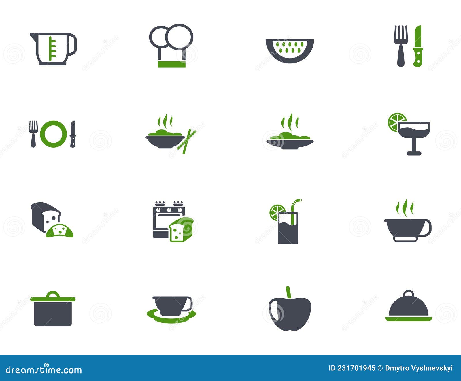 Kitchen icon set stock vector. Illustration of grey - 231701945