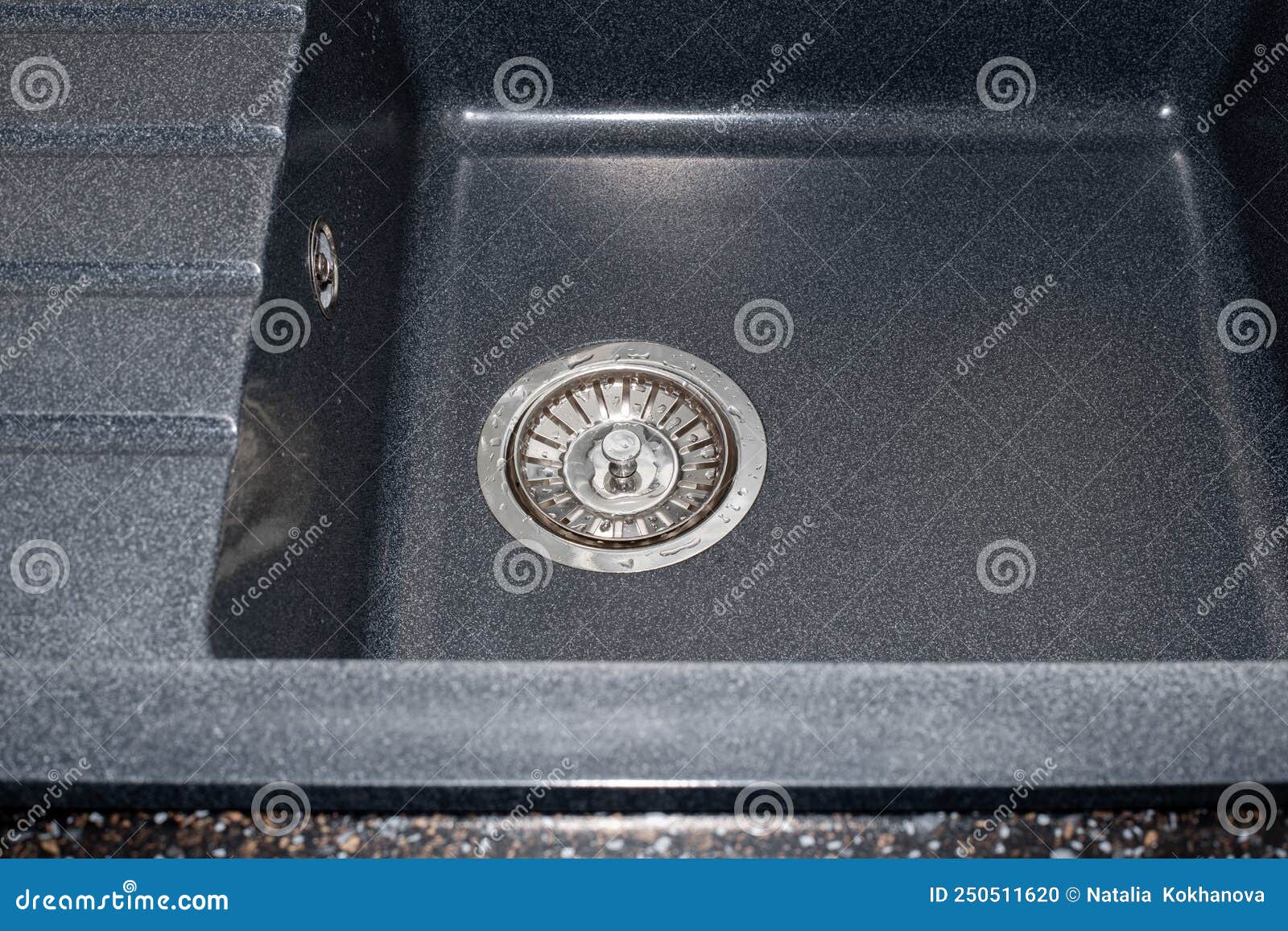 Kitchen Sink in Black Artificial Stone with Siphon Drain and Overflow ...