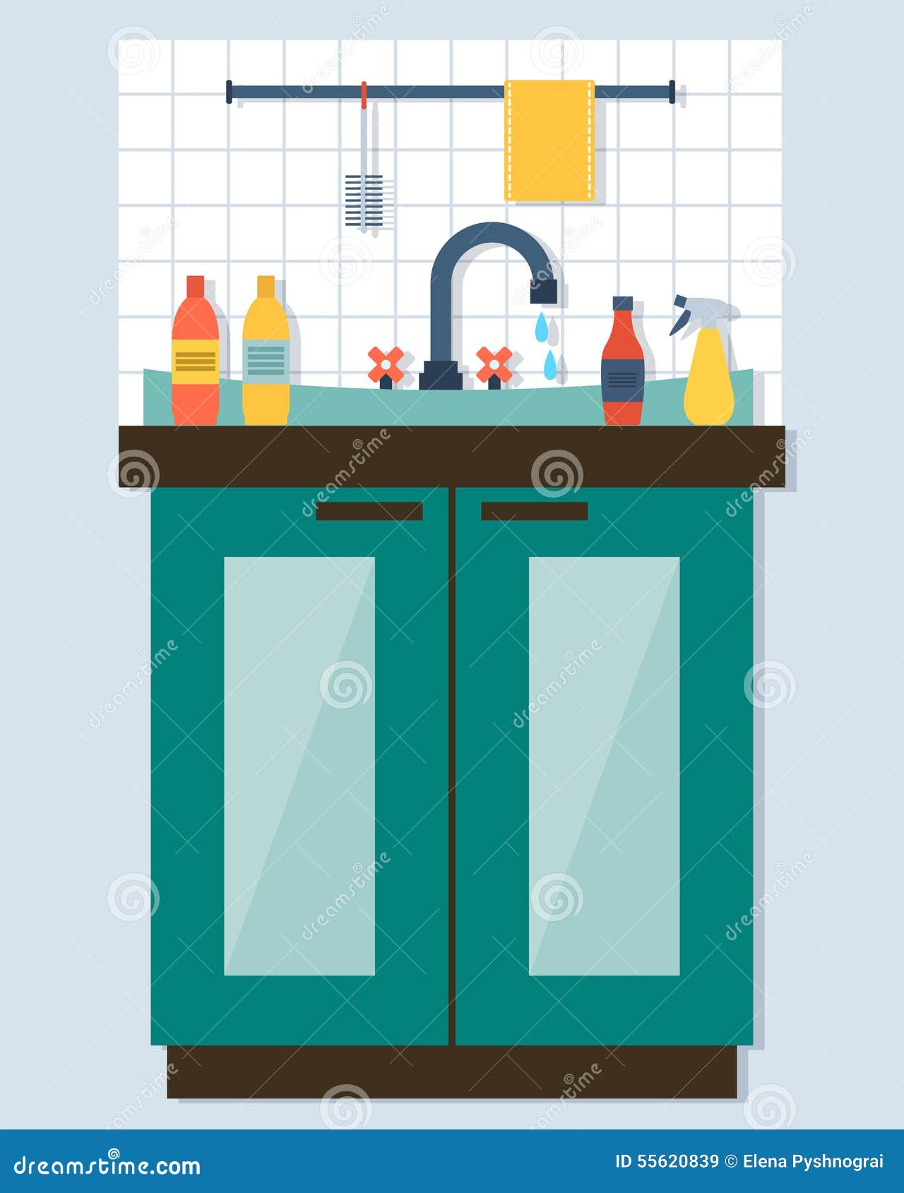 Kitchen Sink. Two Pictures. Dirty Dishes Fill The Sink. Clean Dishes ...