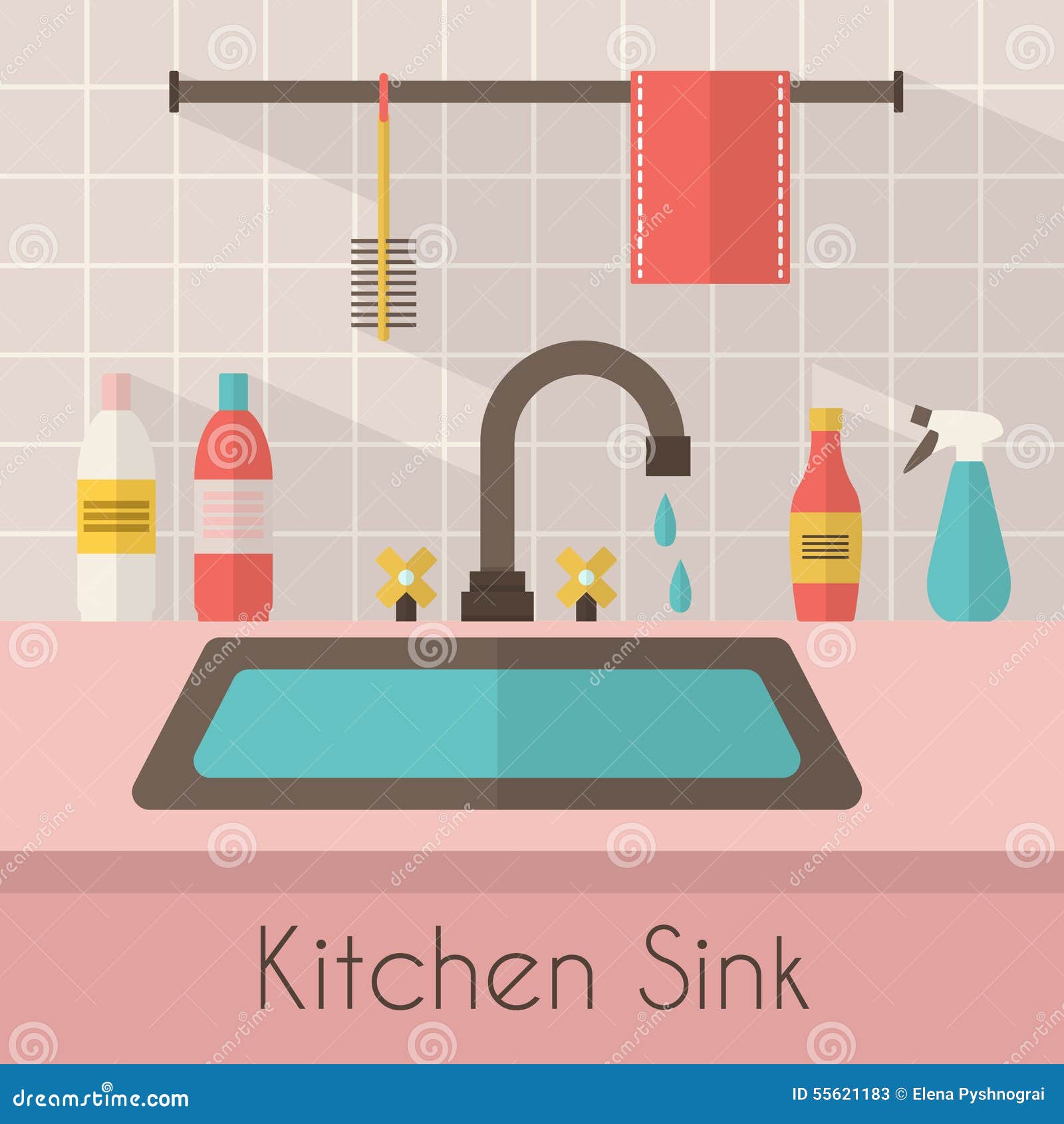 Kitchen Sink. Vector Illustration On White Background. Transparent And ...