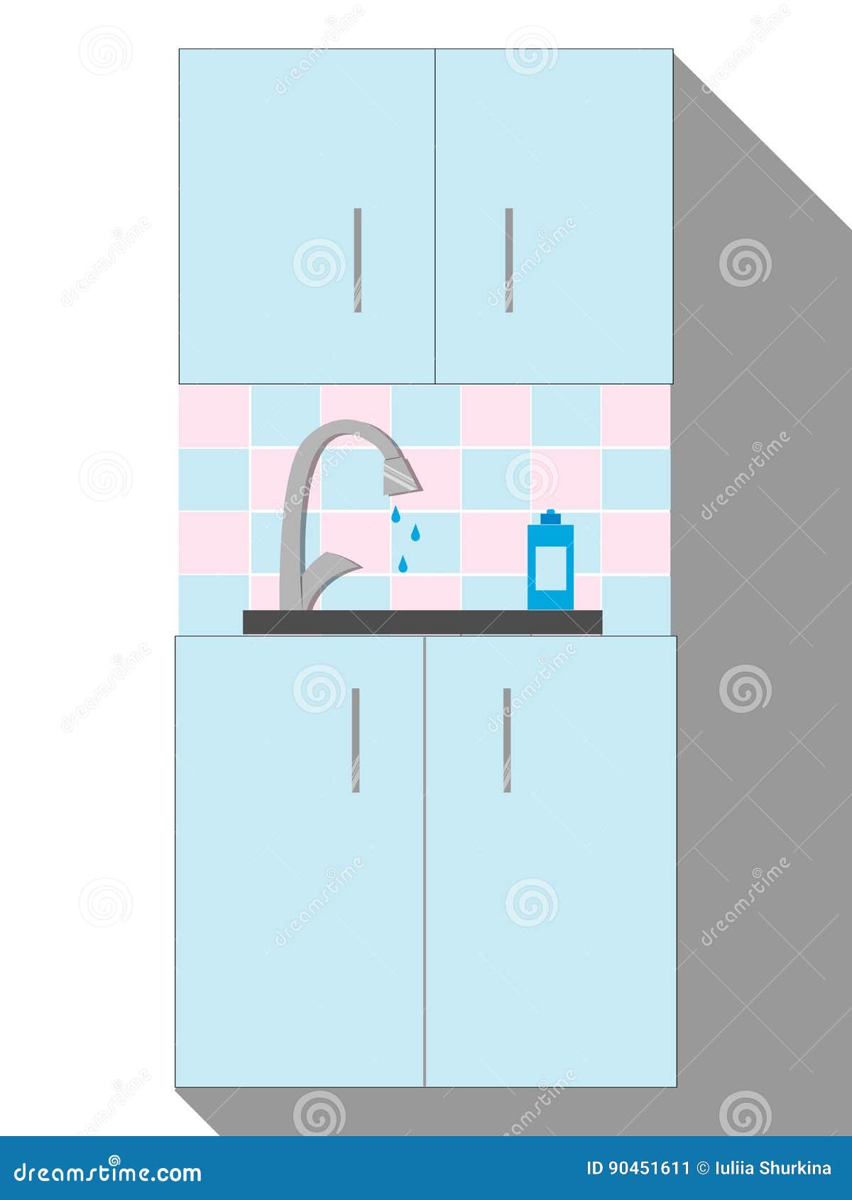 Kitchen Sink. Modern Interior. Flat Style Illustration. Stock ...