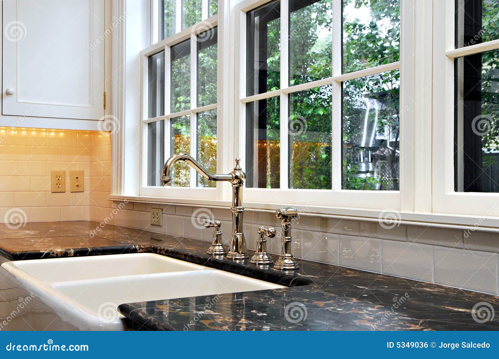 Kitchen sink with a view stock photo. Image of counter - 5349036