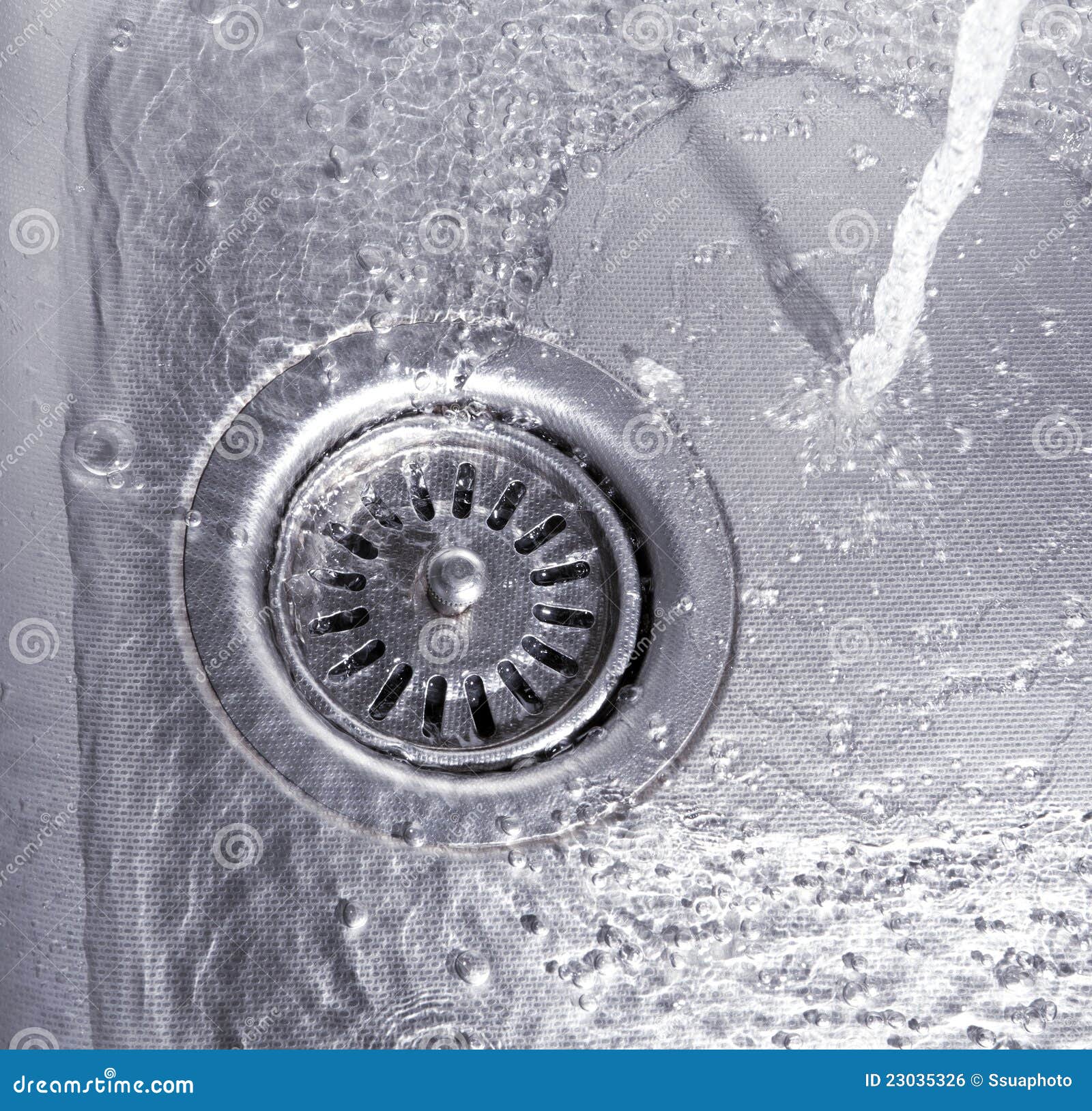 Kitchen Sink with Water Drops Stock Photo - Image of plug, moving: 23035326