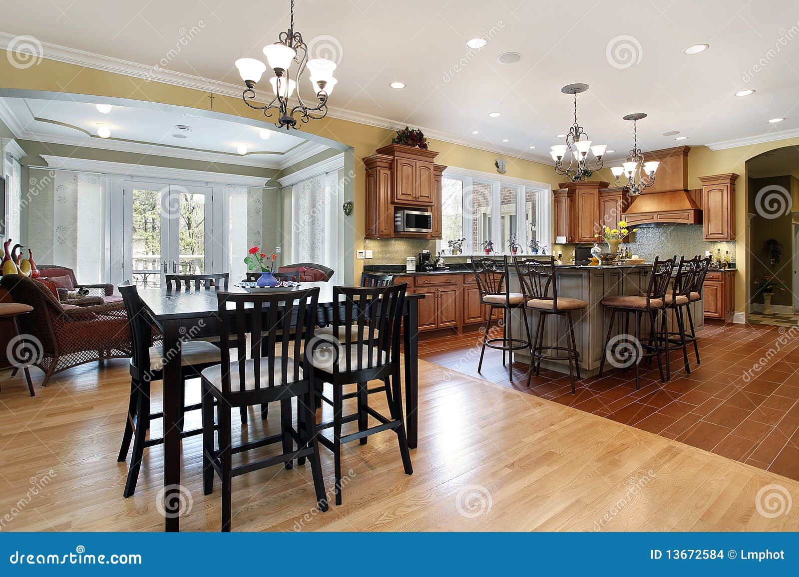 Kitchen with sitting room stock photo. Image of decorate - 13672584