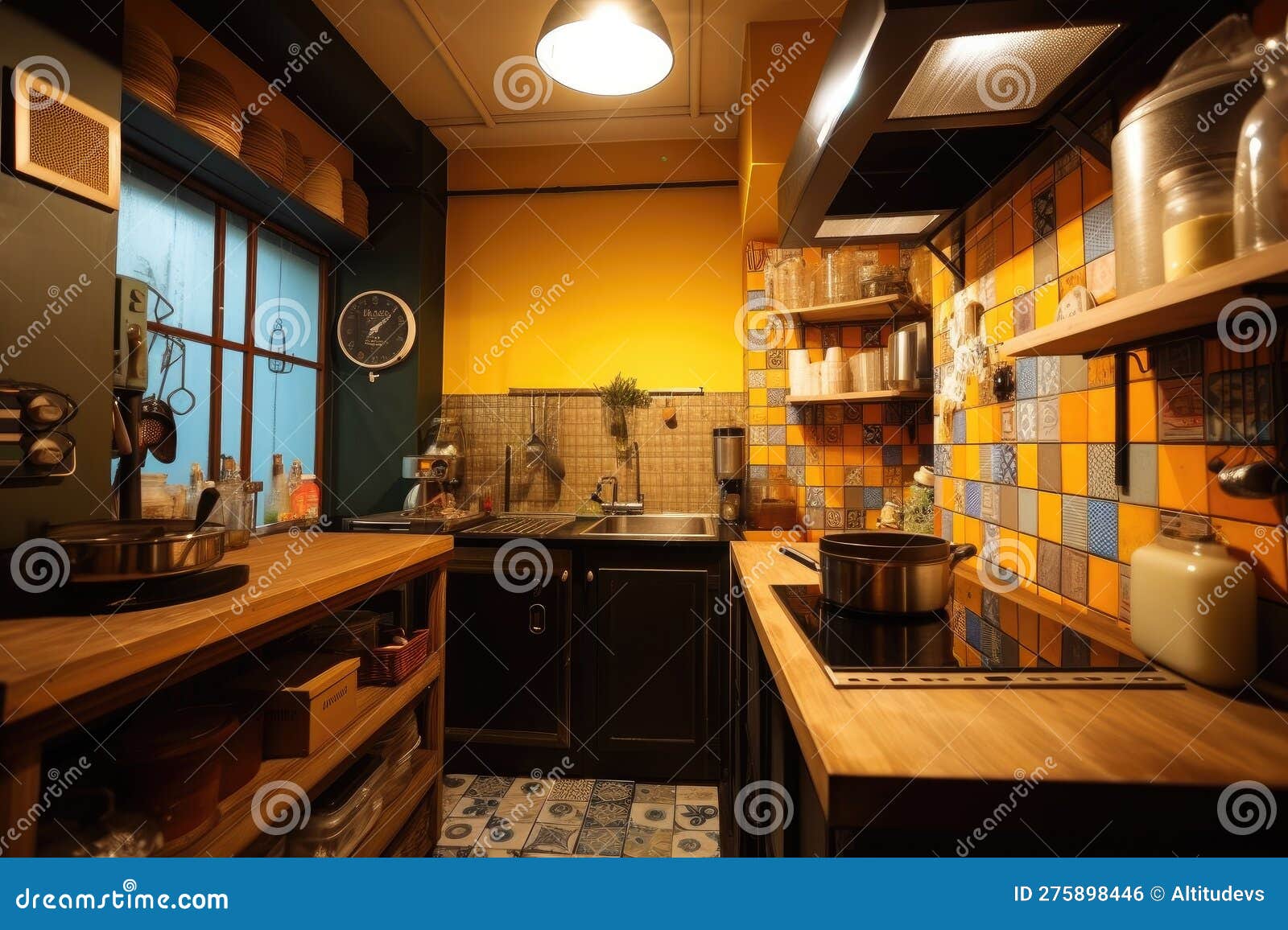 Kitchen, with Sizzling Hot Plate and Professional Cooking Tools, is ...