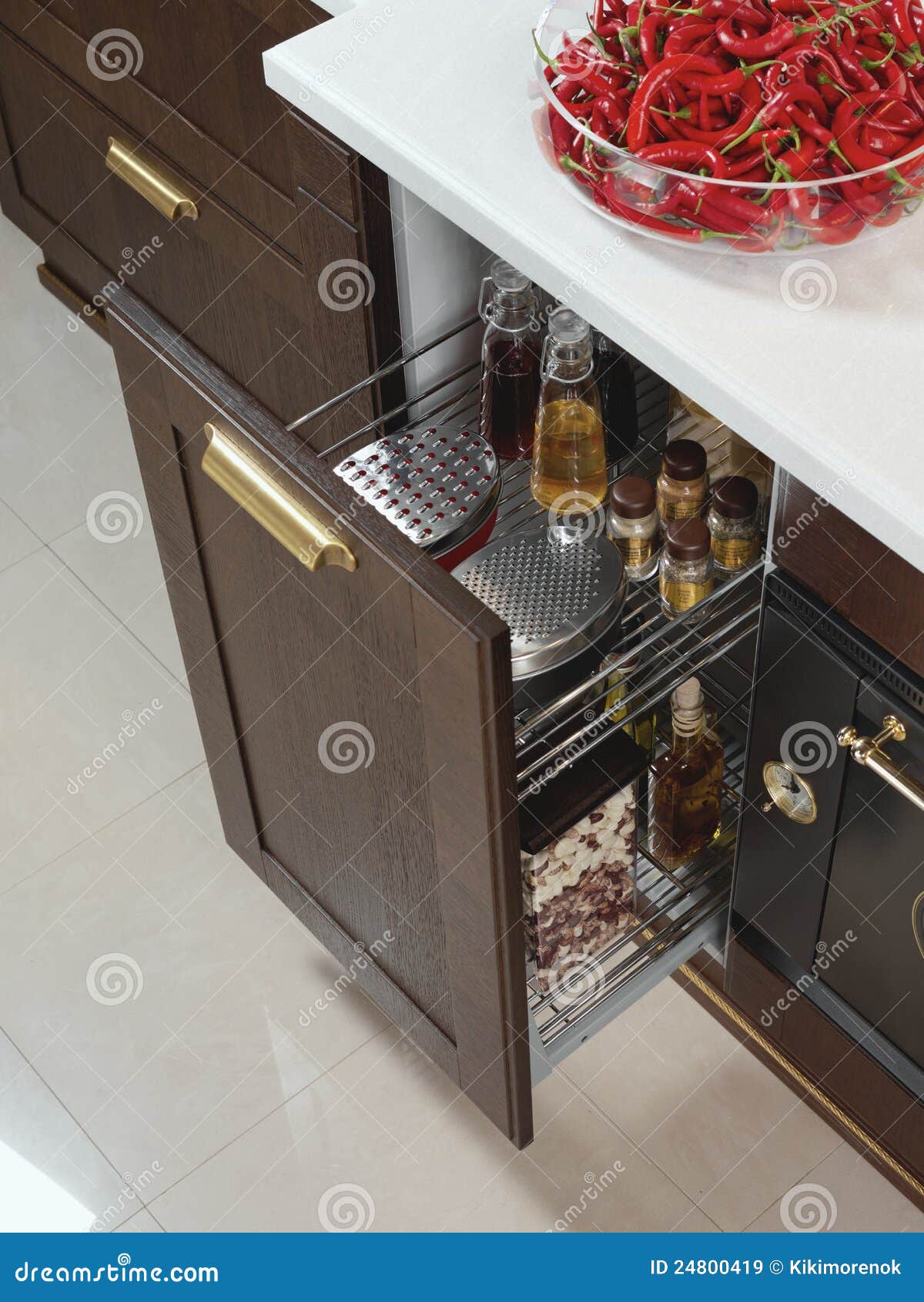 Kitchen Sliding Case with a Set of Spices Stock Image - Image of plates ...